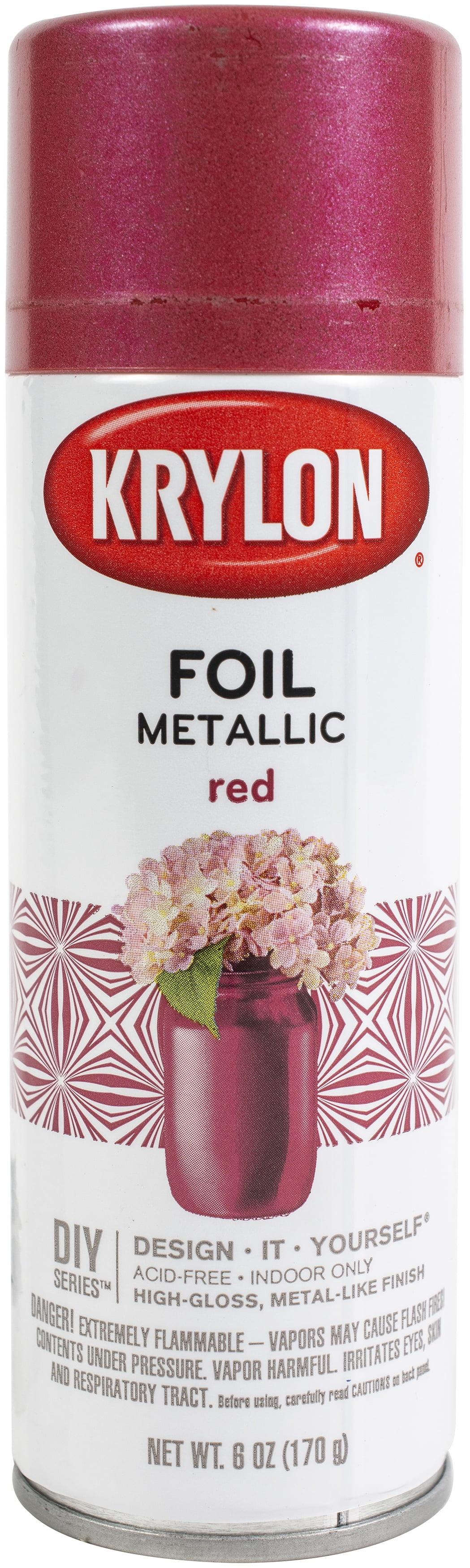 Krylon Premium Craft Looking Metallic Foil Spray Paint 6oz-Red ...