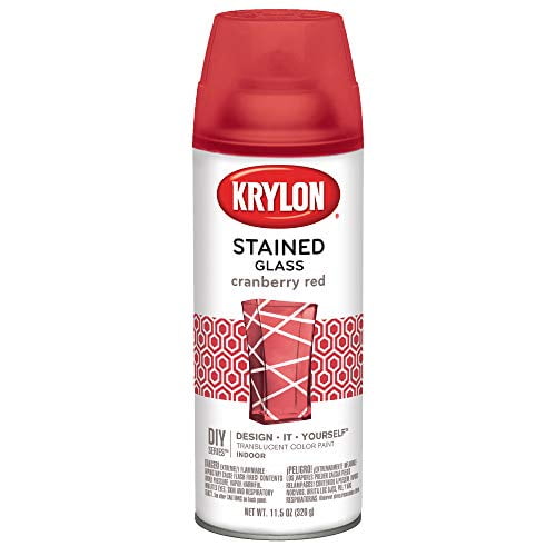 Krylon Crafts Stained Glass Paint, 11.5oz, Quick Transform, Cranberry ...