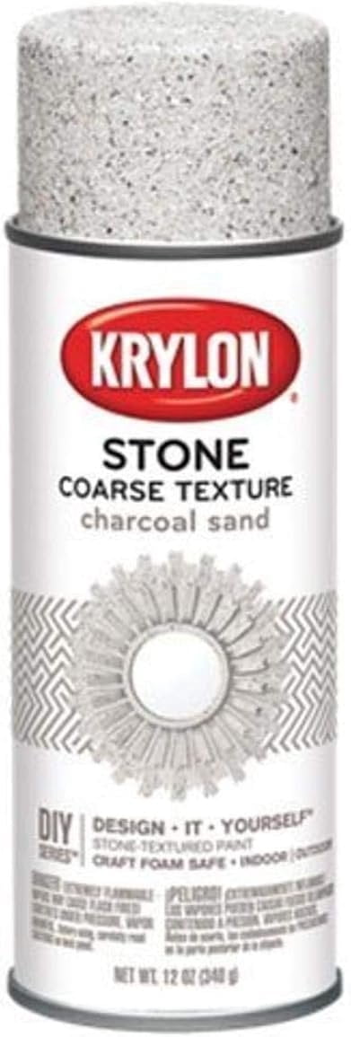 Krylon K18202 Stone Texture Spray Paint, Charcoal Sand, 12oz ...