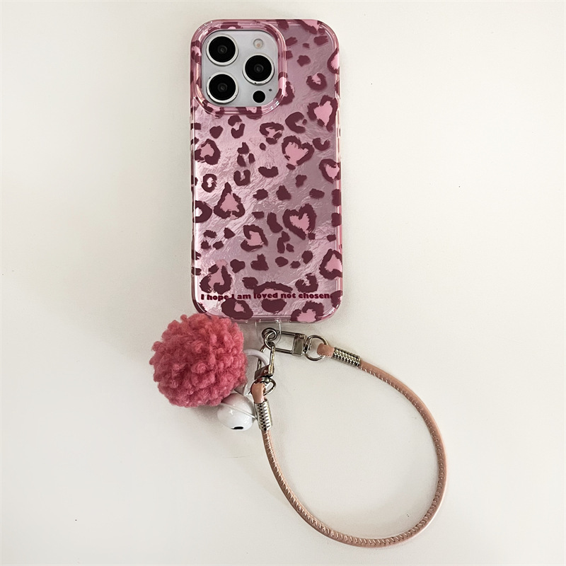 Kryonix For iPhone 16 Pro Max Case - Cute Plush Leopard Print with Bell ...