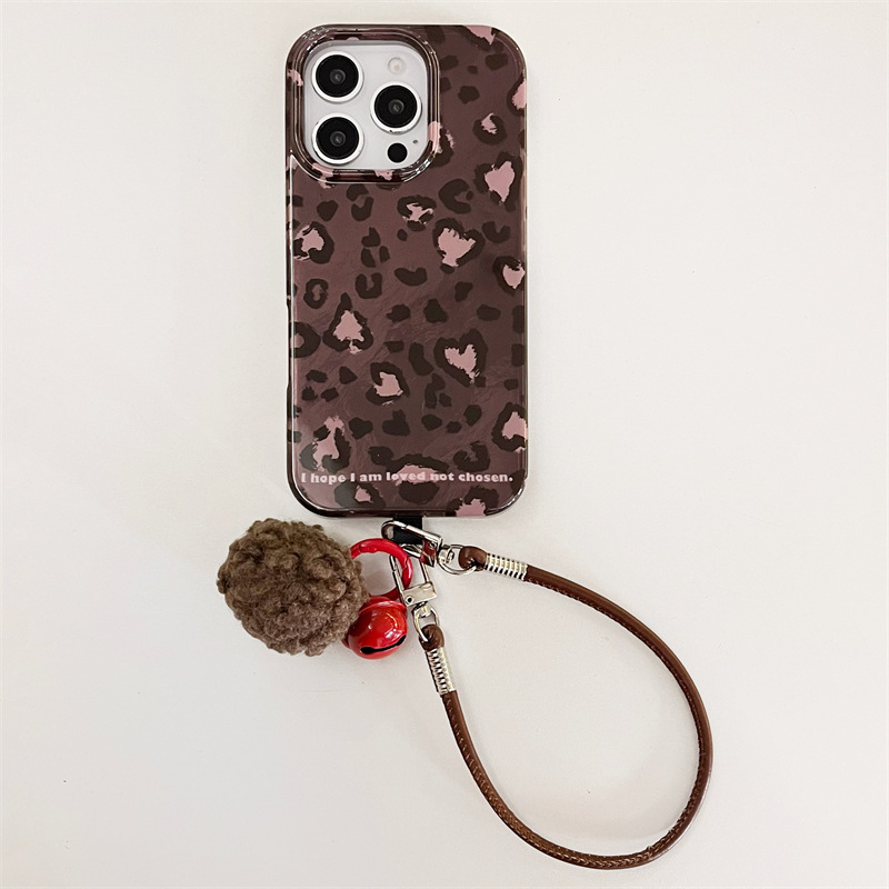 Kryonix For iPhone 16 Pro Max Case - Cute Plush Leopard Print with Bell ...