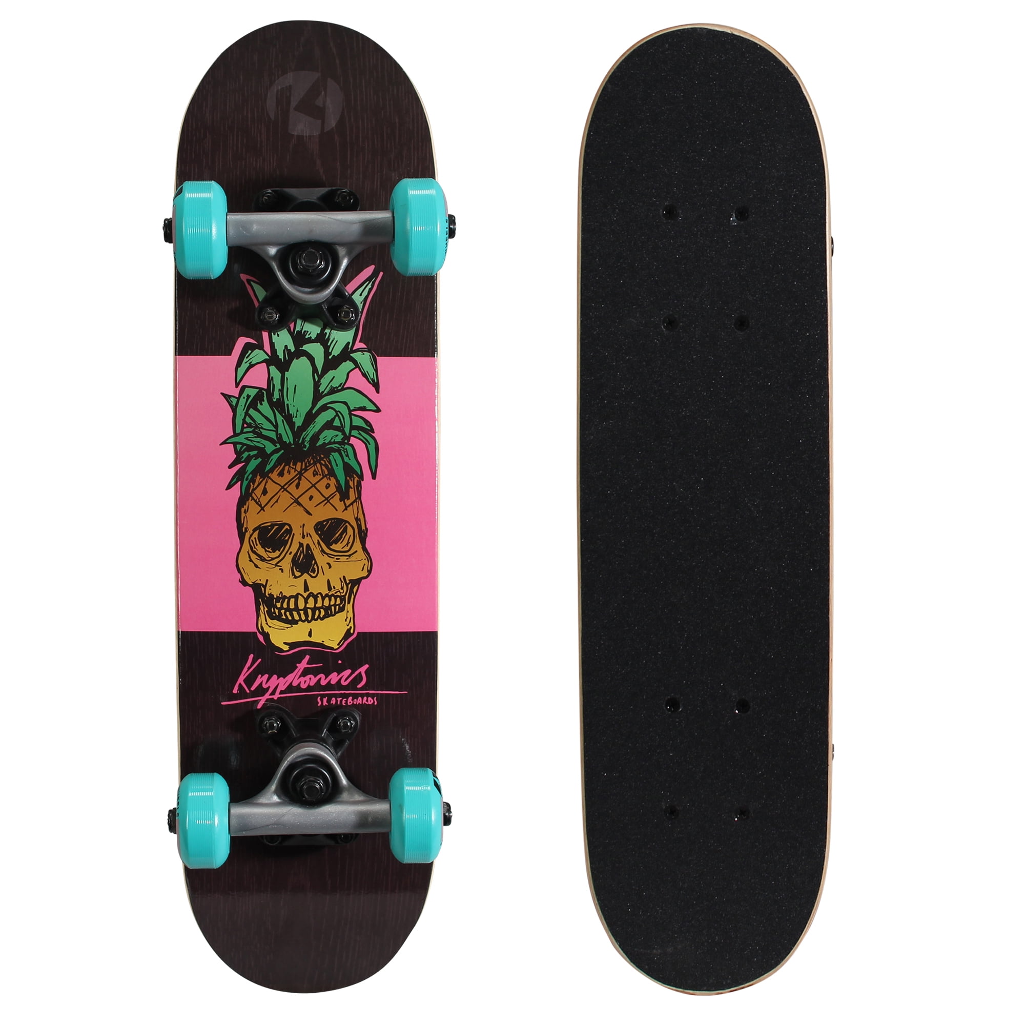 Kryptonics Mini Longboard Maple Kicktail Bearings Complete Skateboard ...