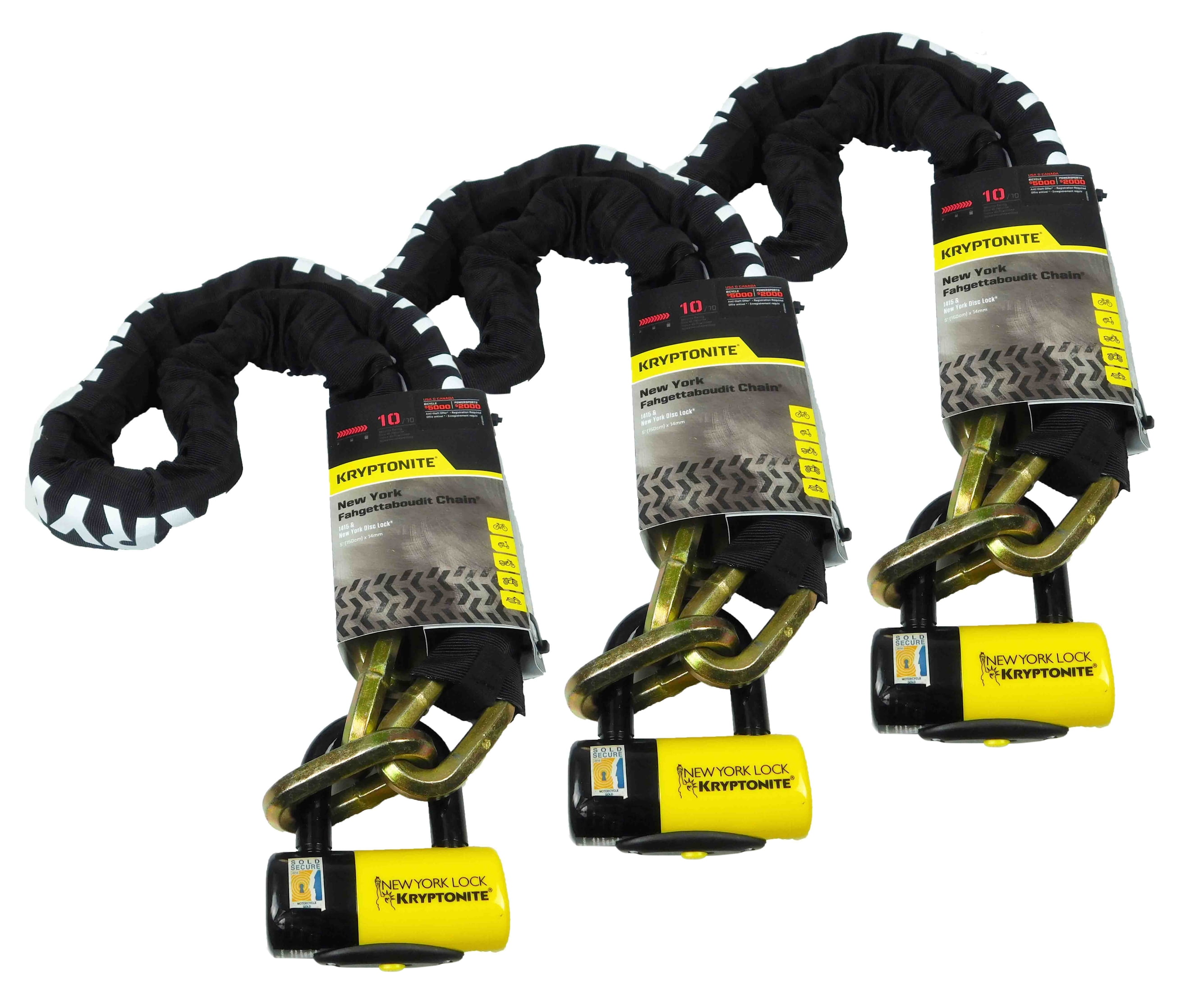 Kryptonite 3x New York Fahgettaboudit Bike Chain 1415 and Disc Lock: 5 ...
