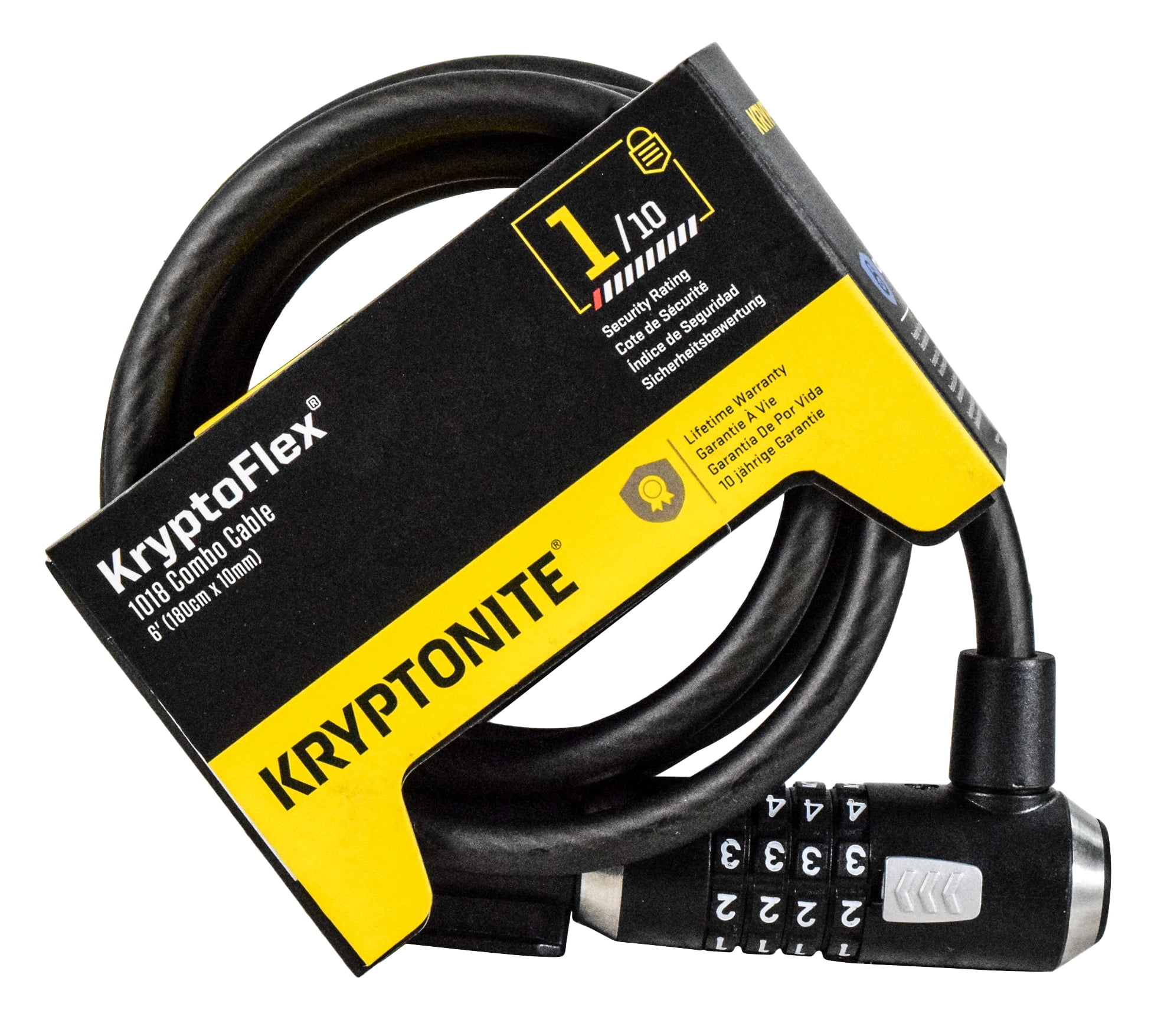 Kryptonite 6' KryptoFlex 1018 Combo Cable 005216 Six Foot Cable Length ...