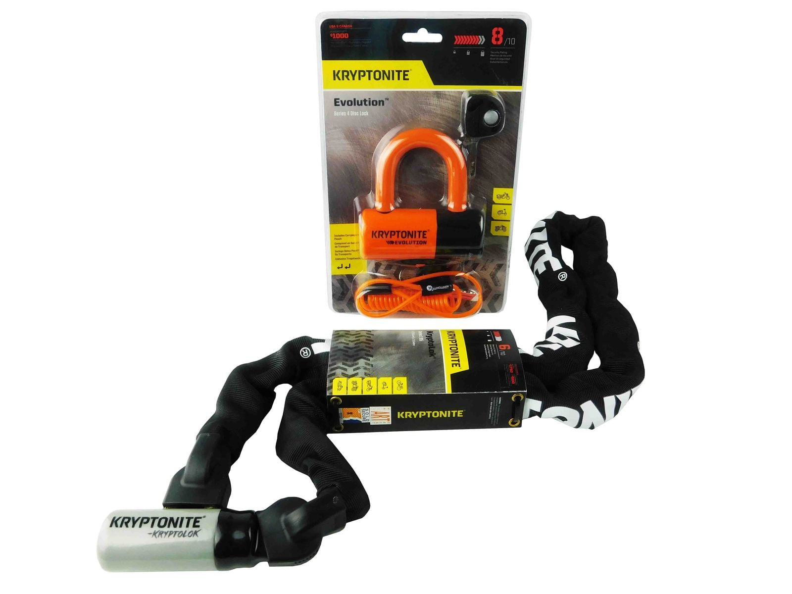 Kryptonite Evolution Series 4 Disc Lock Orange 915 w/ 5ft Integrated ...