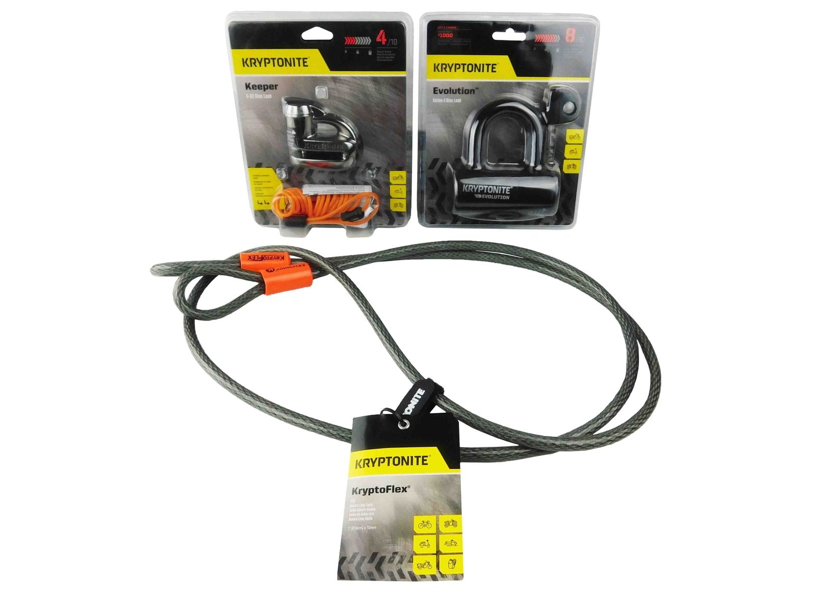 Kryptonite Keeper 5-S2 Disc Lock Black w/Reminder and 710 Looped Cable ...