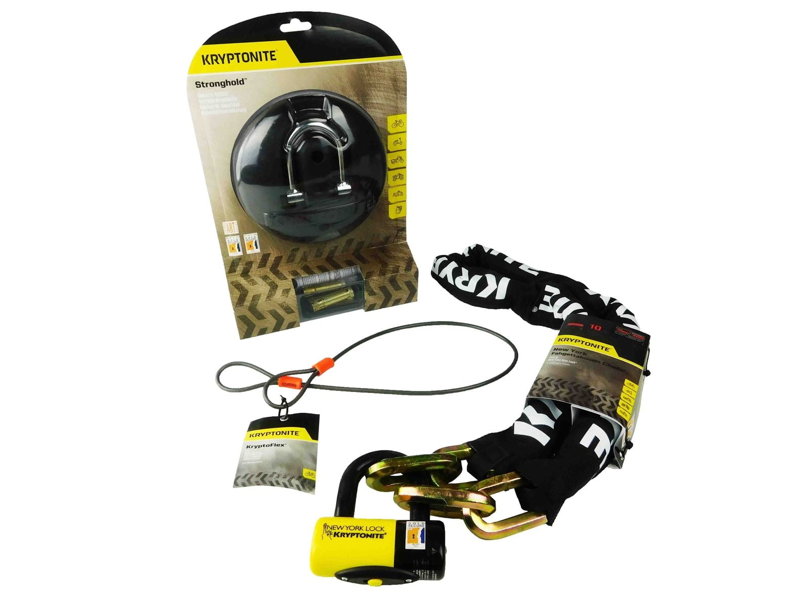 Kryptonite Stronghold 525 2.5ft Looped Cable NY 1415 Fahgettaboudit 5ft ...