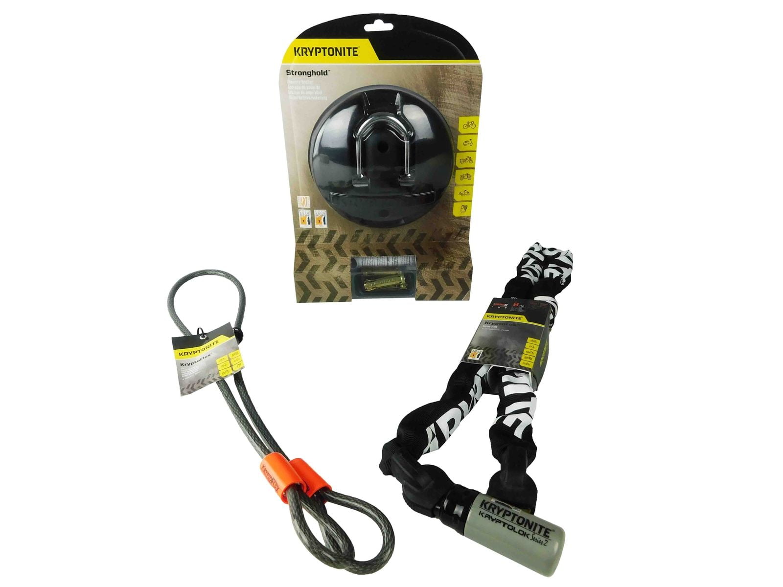 Kryptonite Stronghold and 410 4ft Looped Cable Series 2 912 4ft ...