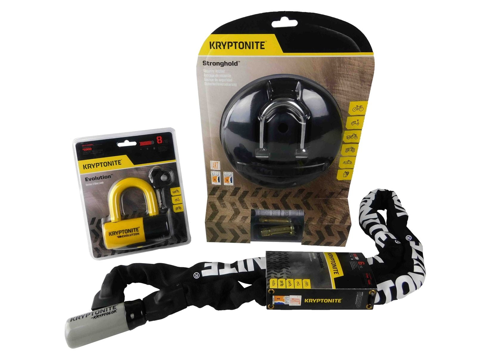 Kryptonite Stronghold with E4 Yellow Disc Lock and 915 5 ft Integrated Chain - Walmart Business ...