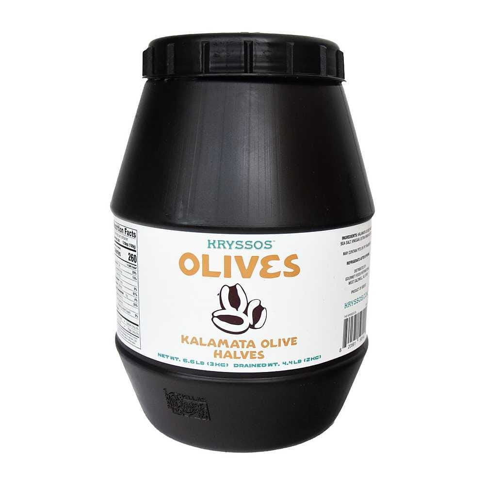 Kryssos Nutritious Kalamata Olive Halves in Keg, Good Source of Fiber ...