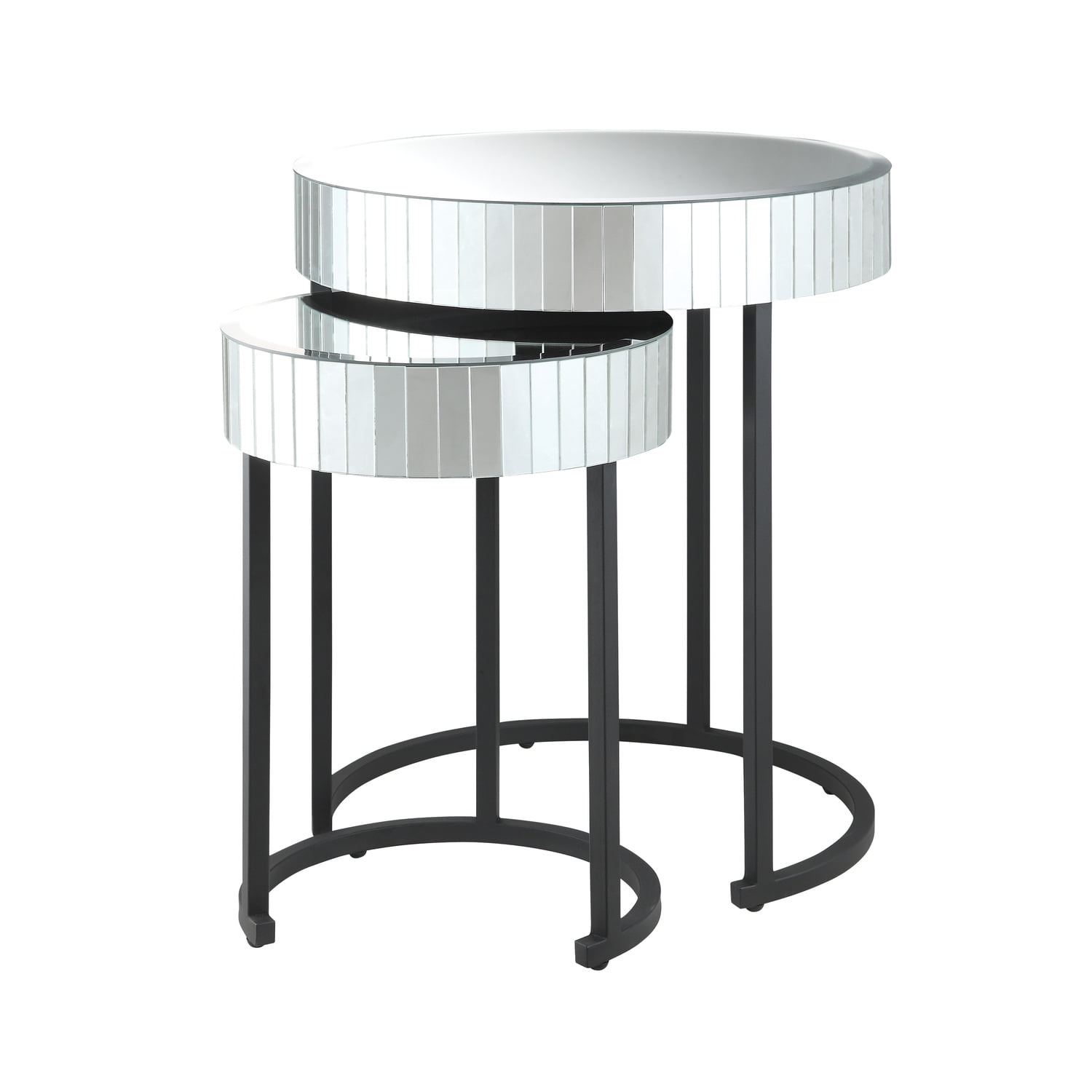 Krystal Round Mirror Nesting Tables-Color:Mirrored Glass,Material:Glass ...
