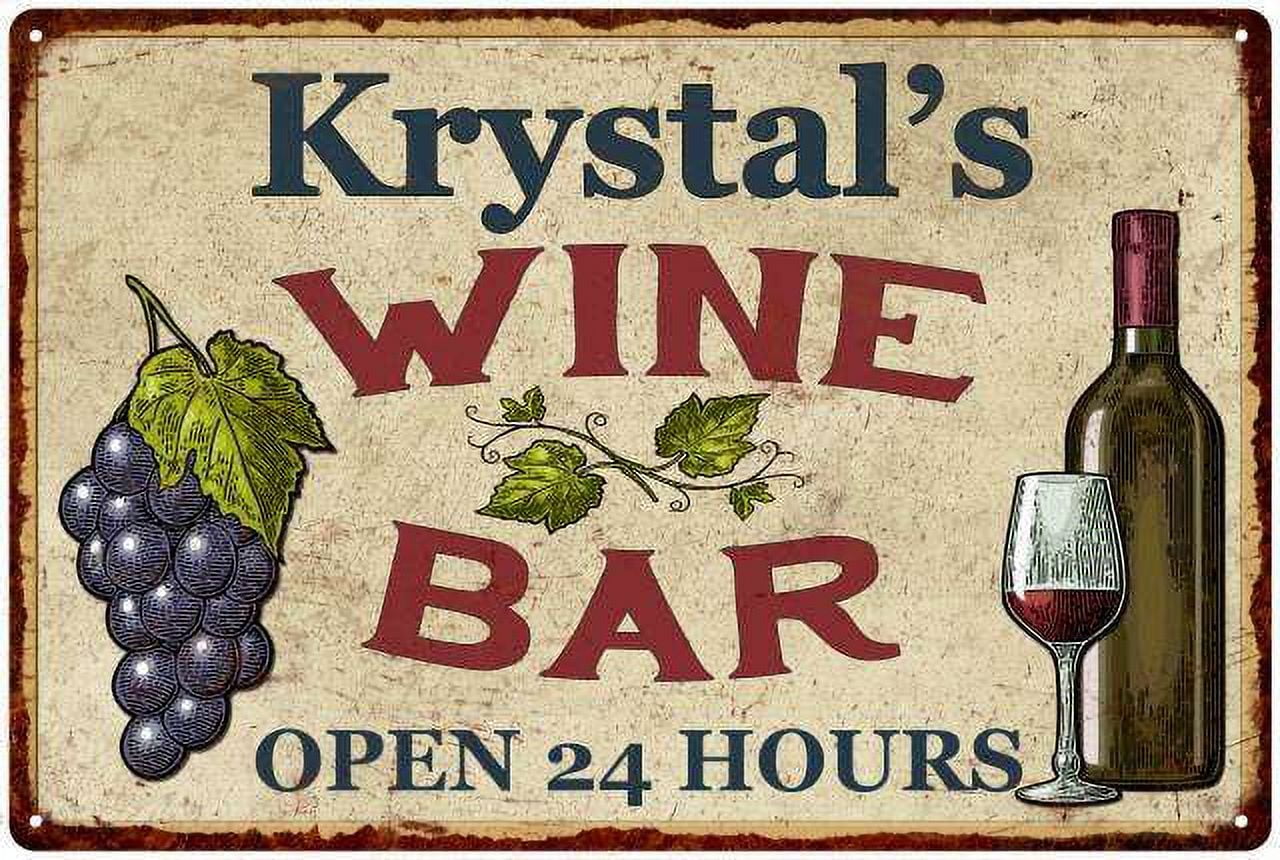 Krystal's Rustic Wine Bar Sign Wall Decor Kitchen Gift 12 x 18 Matte ...