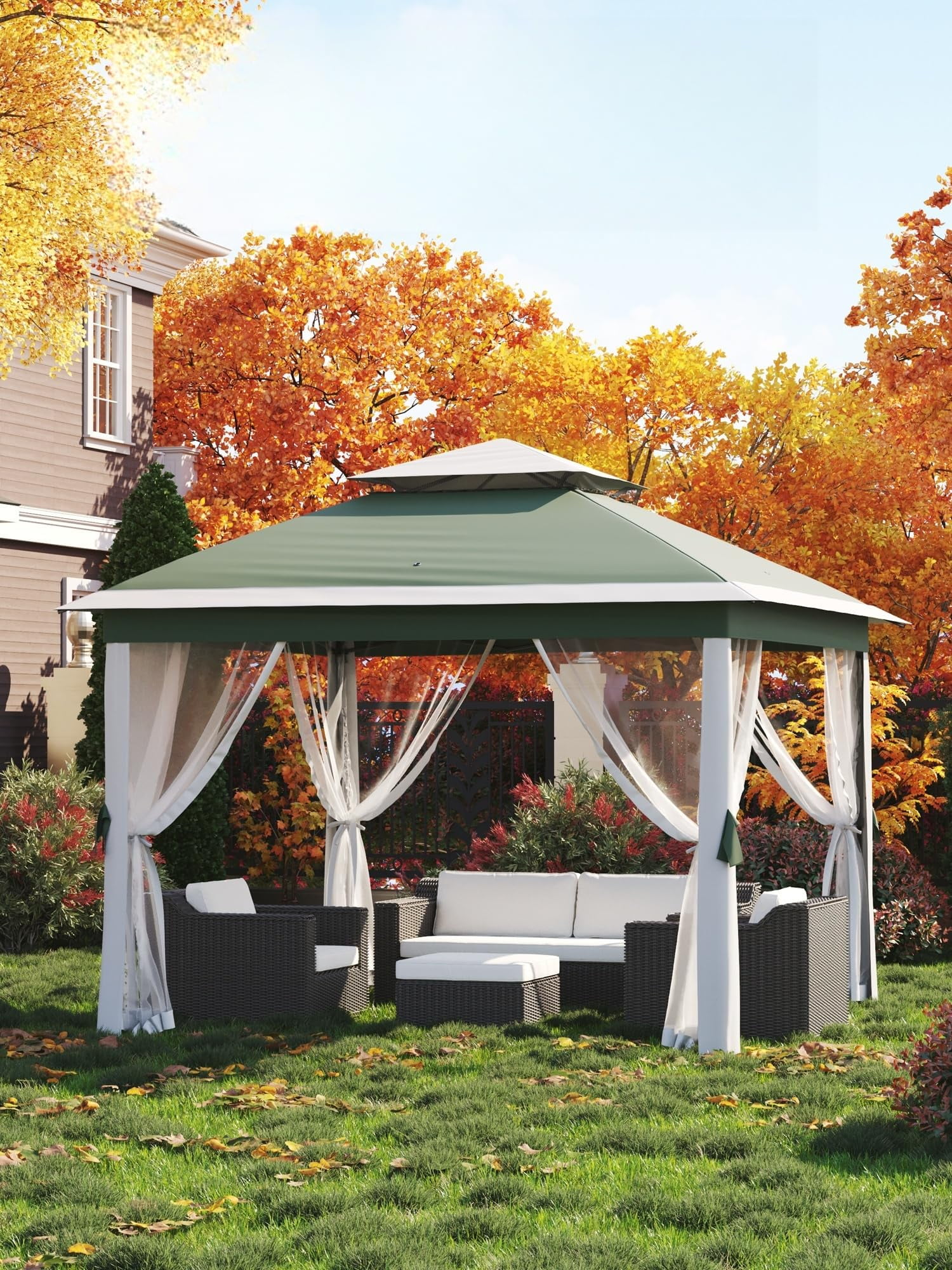 Kselythan 11x11 Pop Up Canopy Tent with Mosquito Netting,Instant ...