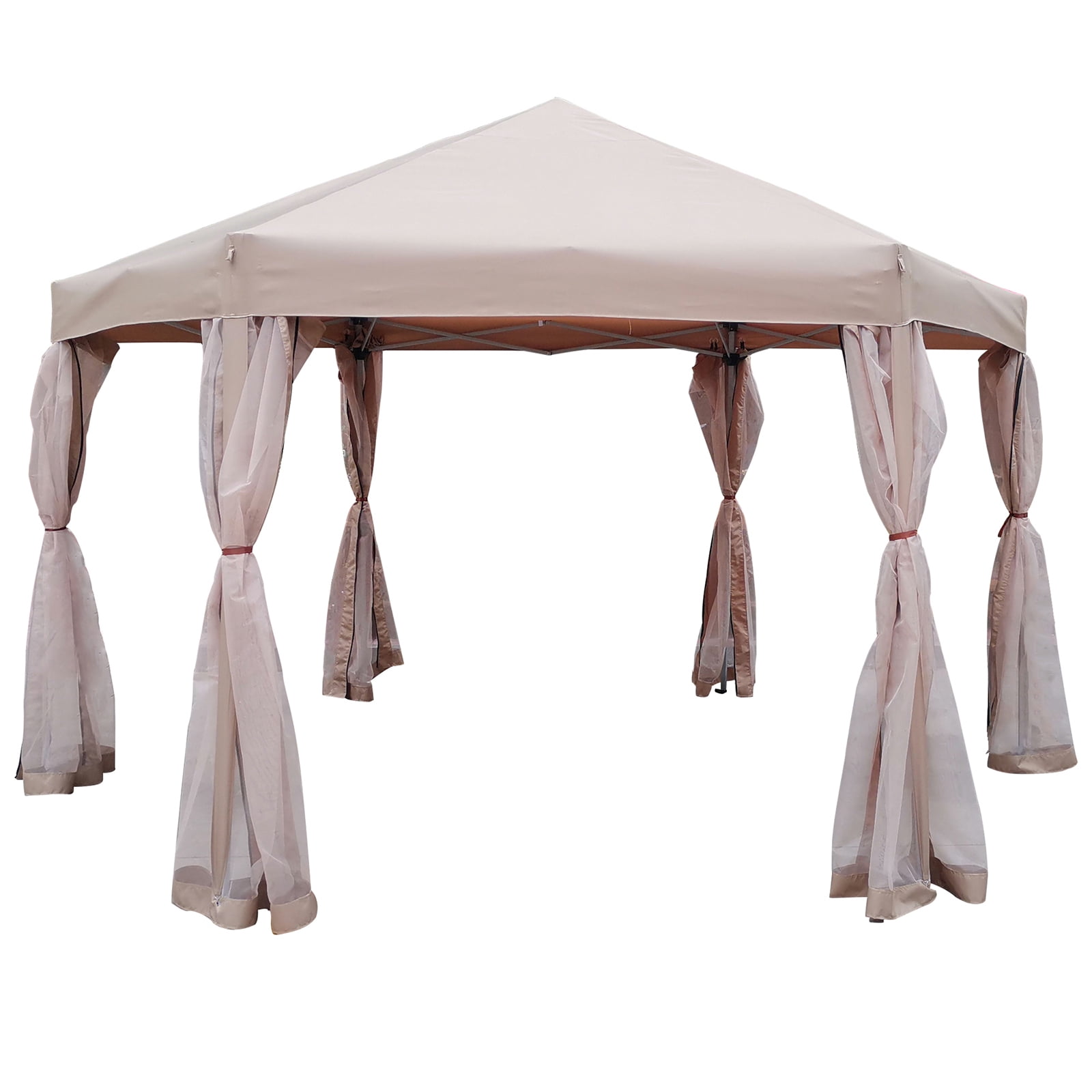 Kselythan 13x 13ft Patio Hexagonal Gazebo Outdoor Waterproof Pop Up ...