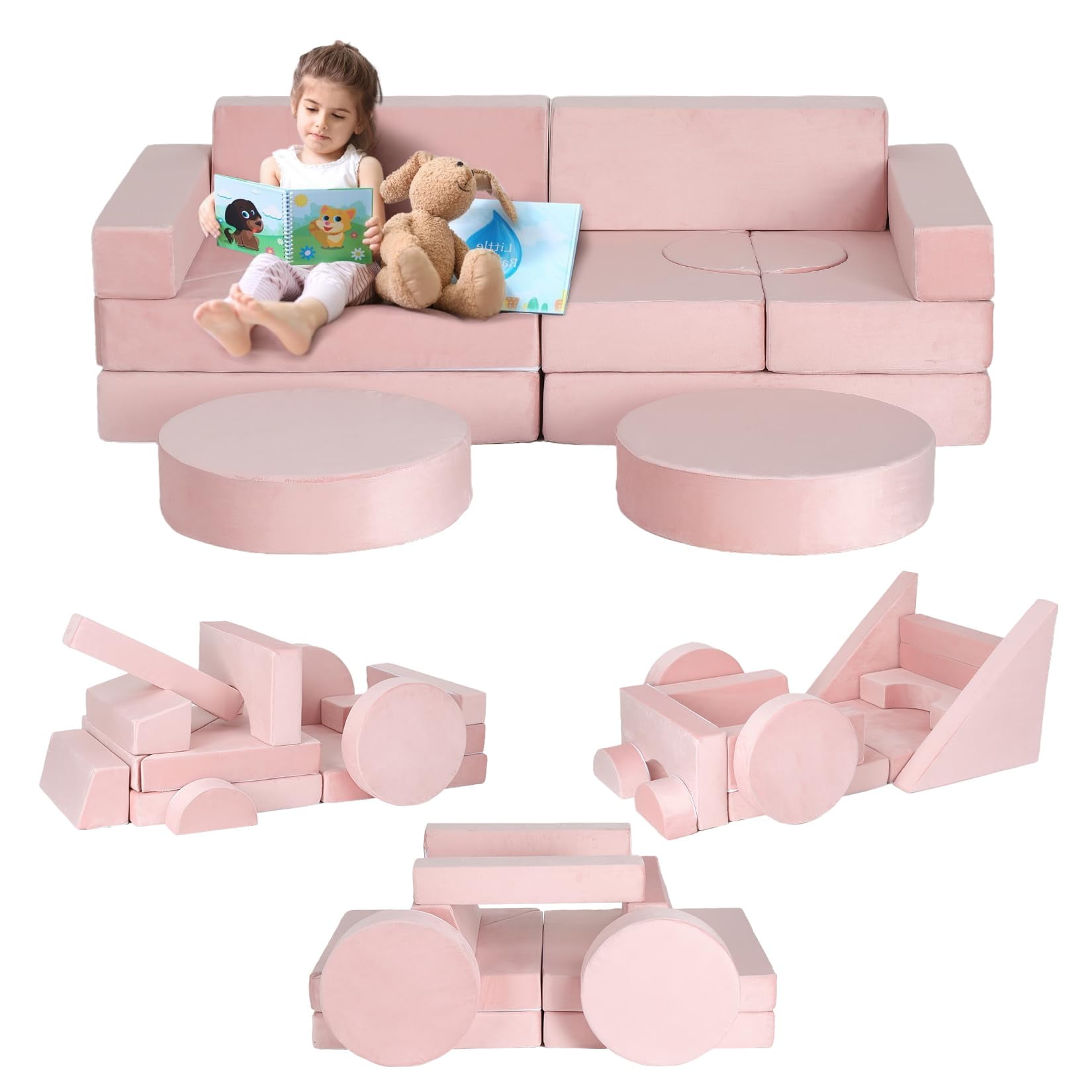 Kselythan 14pcs Modular Kids Play Couch,Kids Couch for Toddler ...