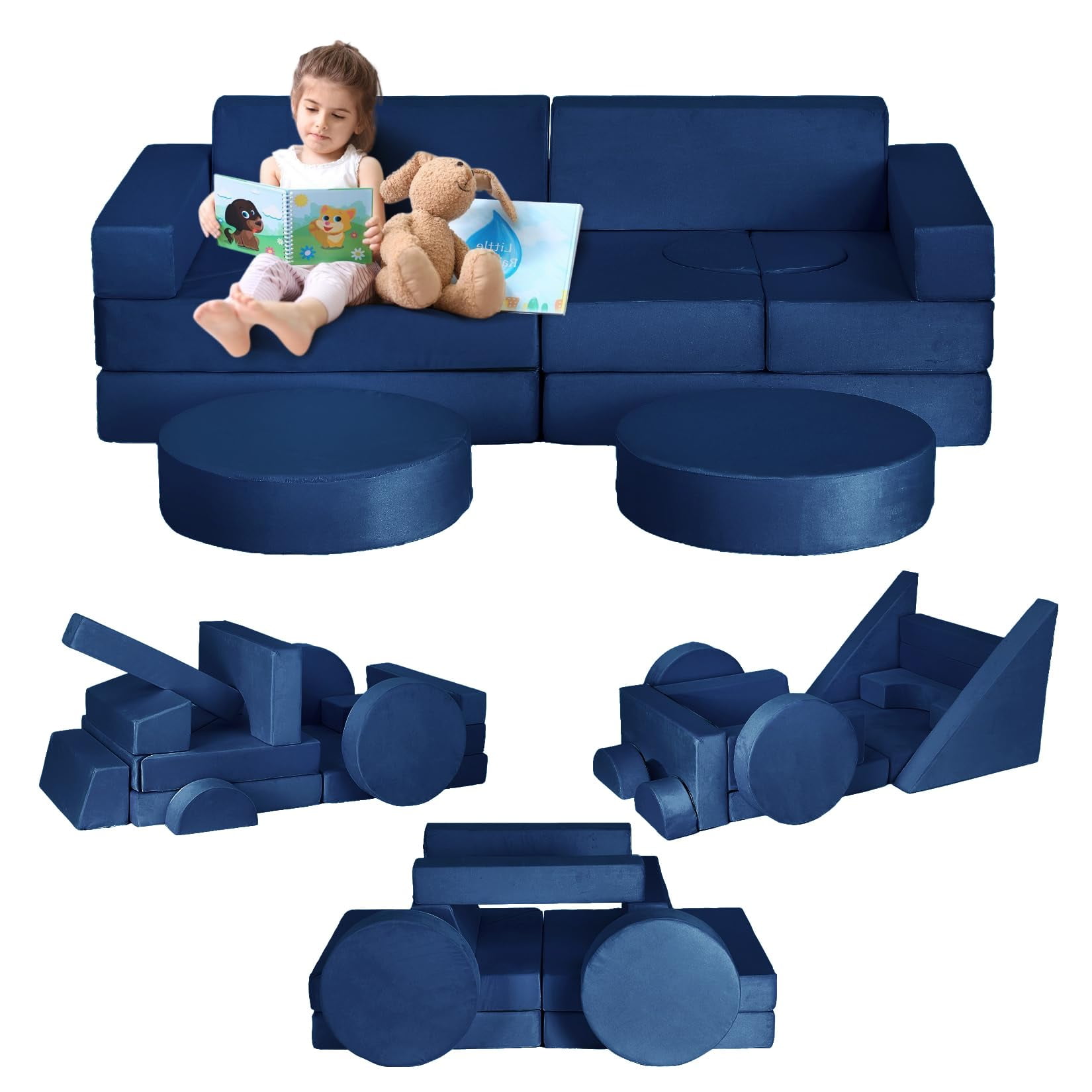 Kselythan 14pcs Modular Kids Play Couch,Kids Couch for Toddler ...