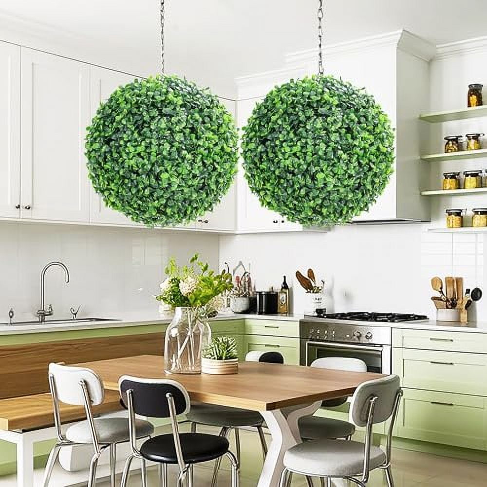 Kselythan 2 Pcs Artificial Plant Topiary Balls Outdoor,15" Faux Boxwood ...