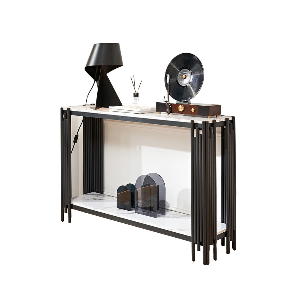 Kselythan 2 Tier Marble Console Table,48.8 Inch Sofa Table With Open ...