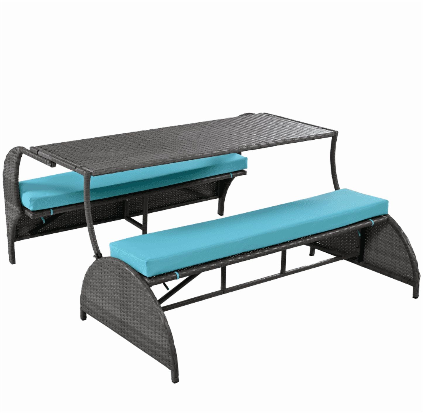Kselythan 2-in-1 Convertible Picnic Upholstered Bench Table,57.1 ...