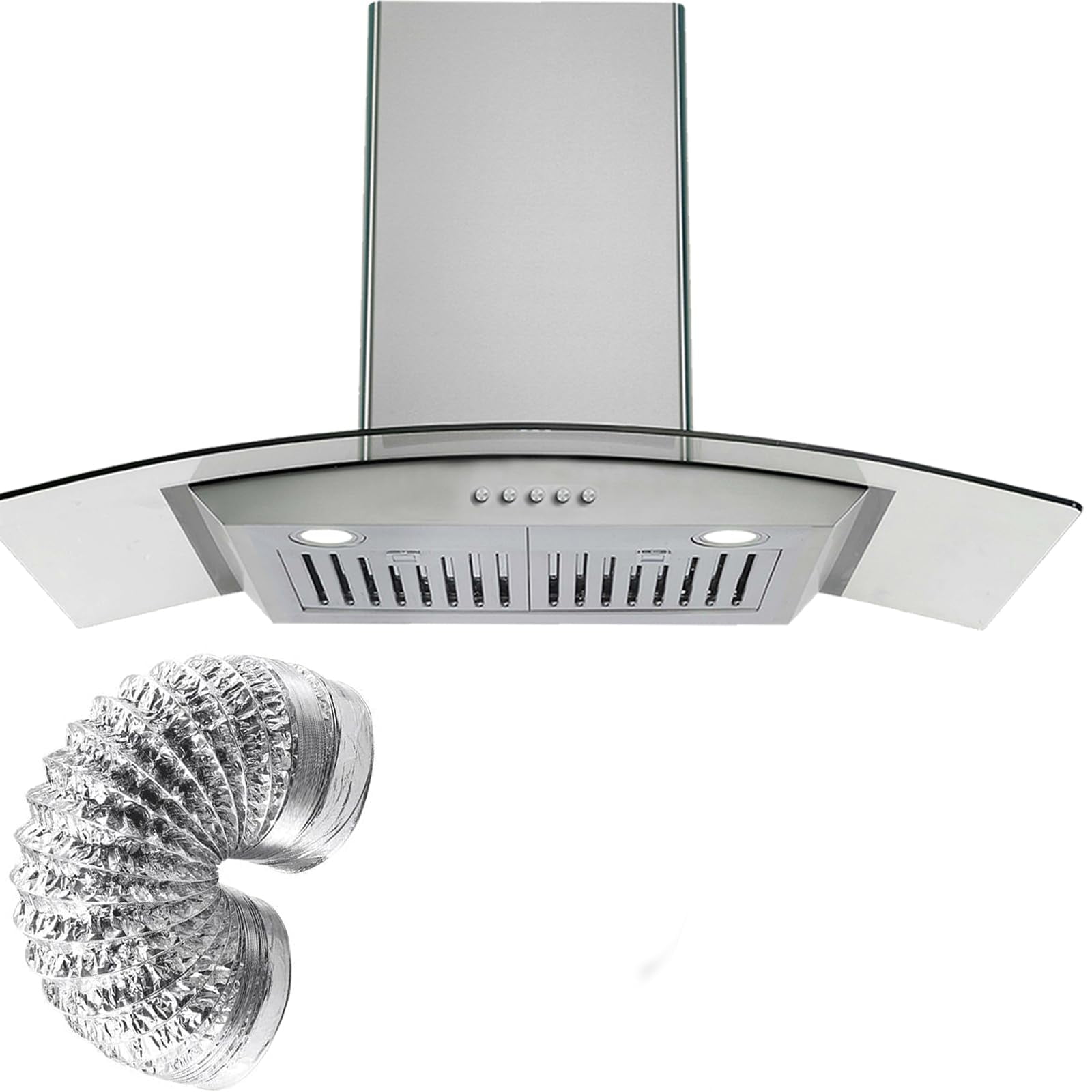 Kselythan 30 Inch Curved Glass Range Hood,Ductless/Ducted Convertible ...