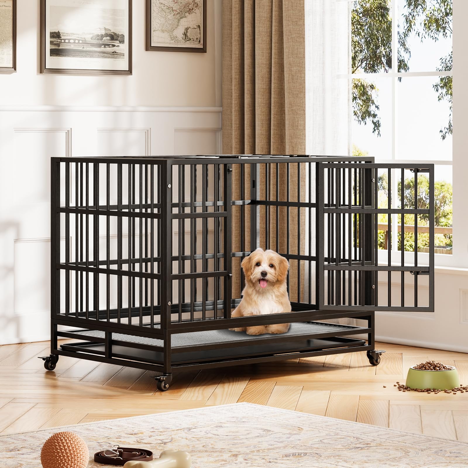 Kselythan 37'' Heavy Duty Dog Crate,Stackable Heavy Duty Dog Crate Cage ...