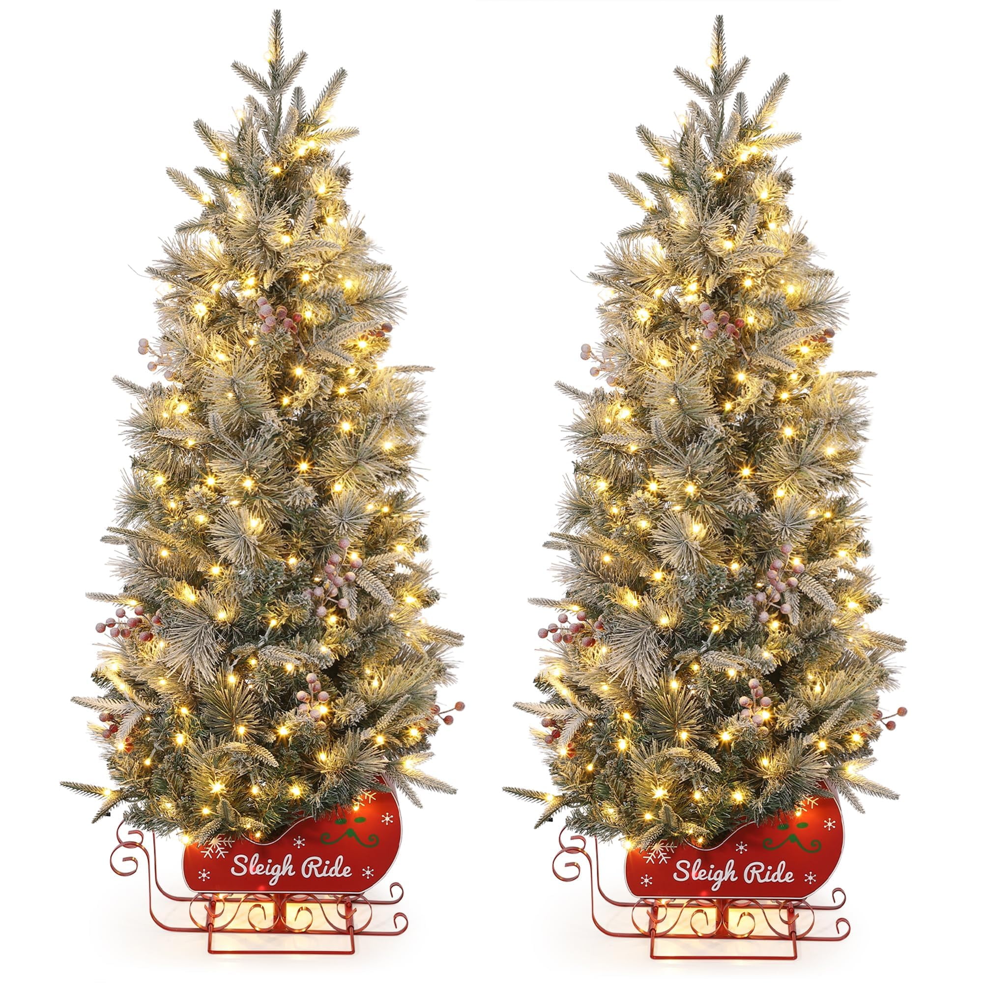 Kselythan 4.5Ft Pre-Lit Artificial Christmas Tree with Lights Berries ...