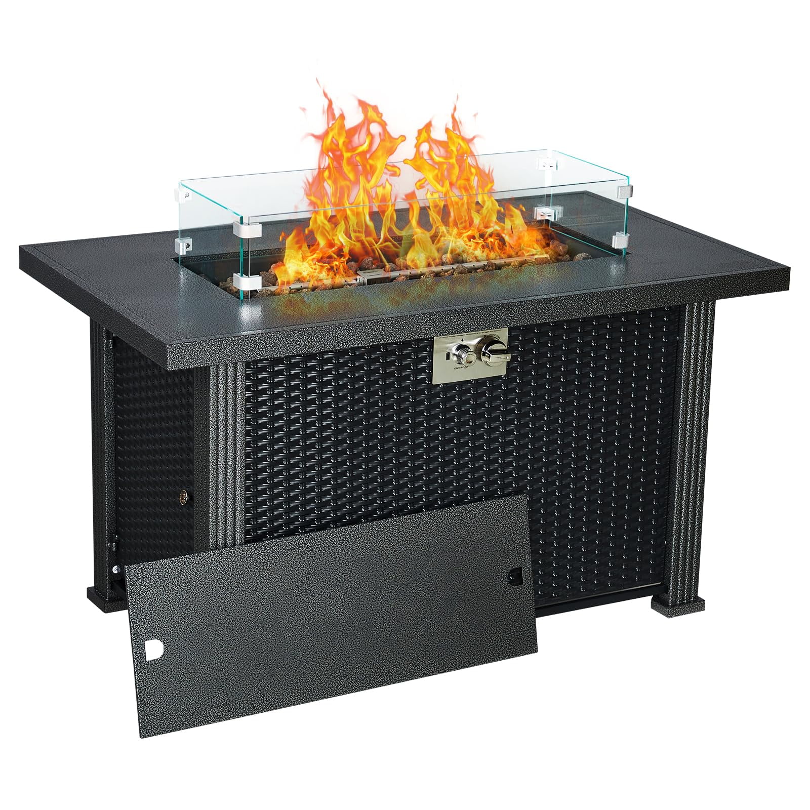 Kselythan 44" Propane Fire Pit 50000BTU, Rectangular Outdoors Gas Fire Table, Outdoor Propane ...