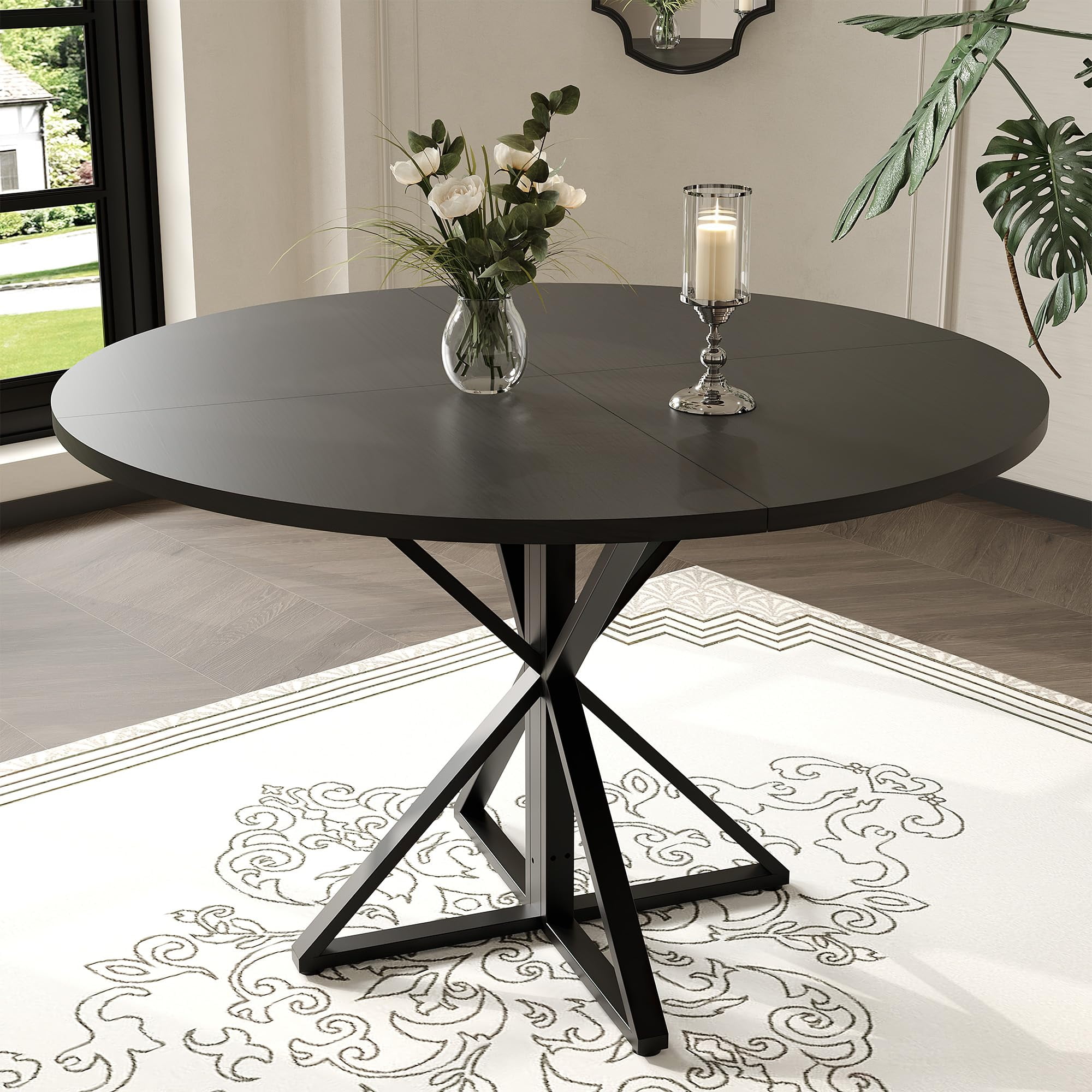 Kselythan 47.2 Inch Round Dining Table for 4,Dining Table,Circle Table,Dining Room Table with ...