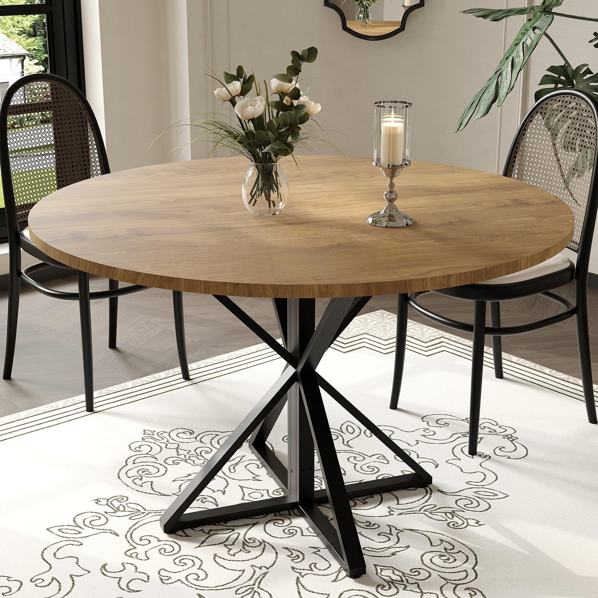 Kselythan 47.2 Inch Round Dining Table for 4,Dining Table,Circle Table ...