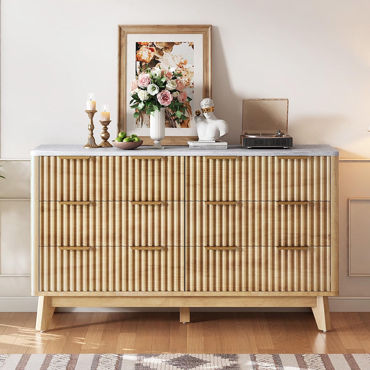 Kselythan 54-Inch Modern Chest of Drawers, 6 Drawers Dresser with Faux ...