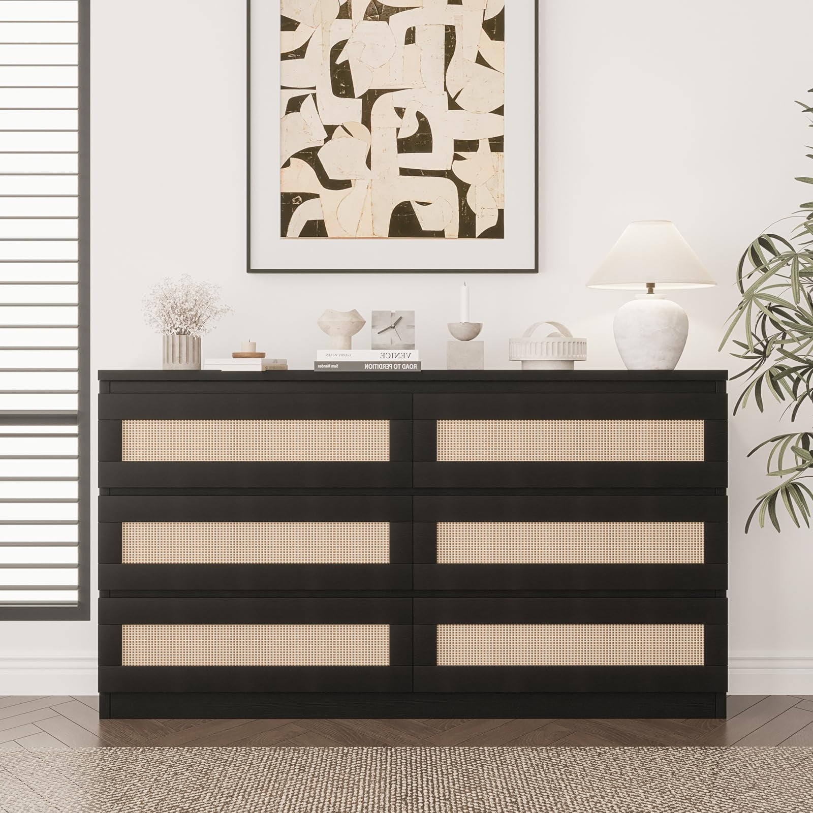 Kselythan 6 Drawer Double Dresser for Bedroom, Modern Closet Dressers ...