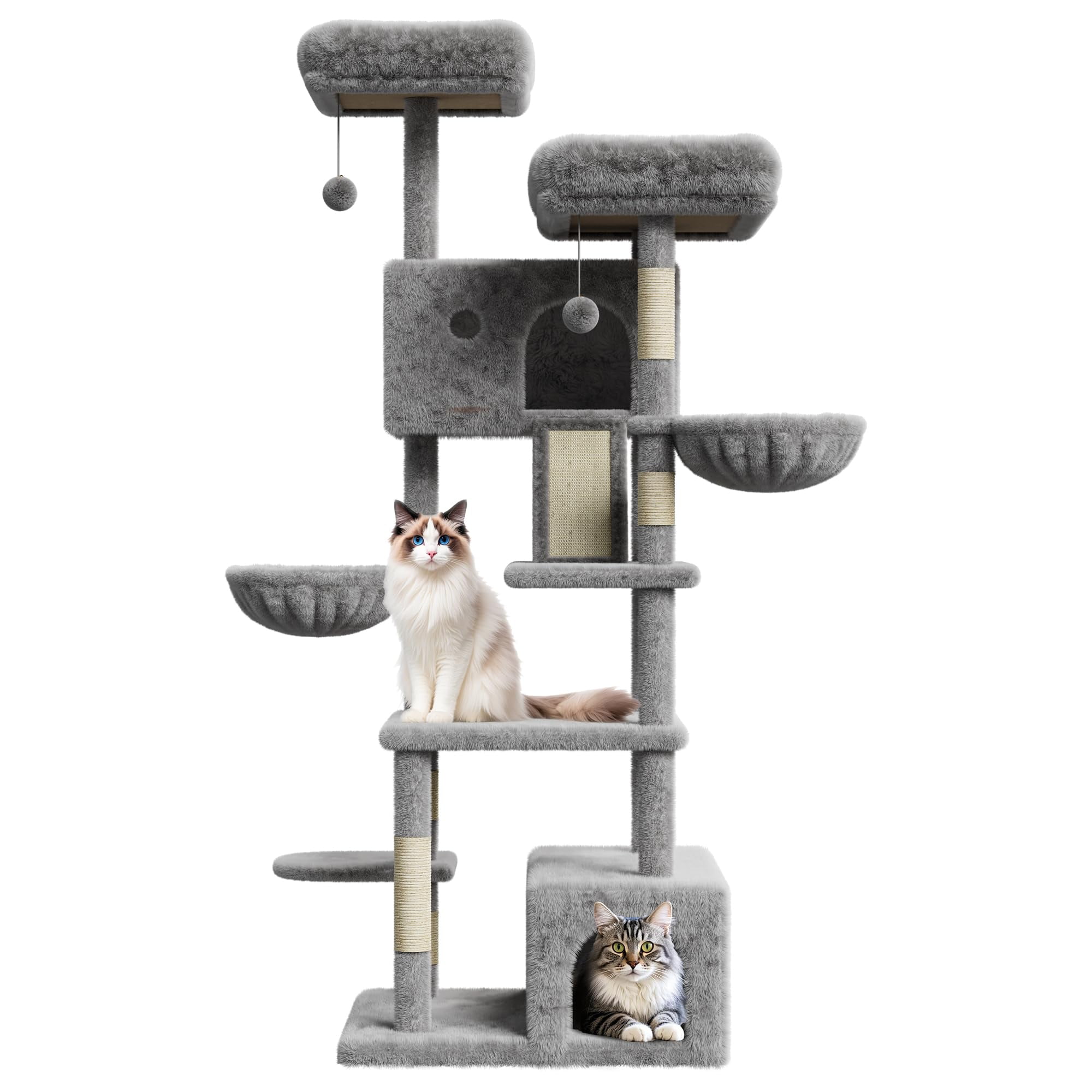 Kselythan 66 Inches Multi-Level Large Cat Tree for Large Kitties,Big ...