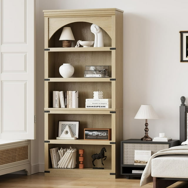 Kselythan 68.7" Tall 5-Tier Arched Bookcase,5 Shelf Bookshelf,Modern ...