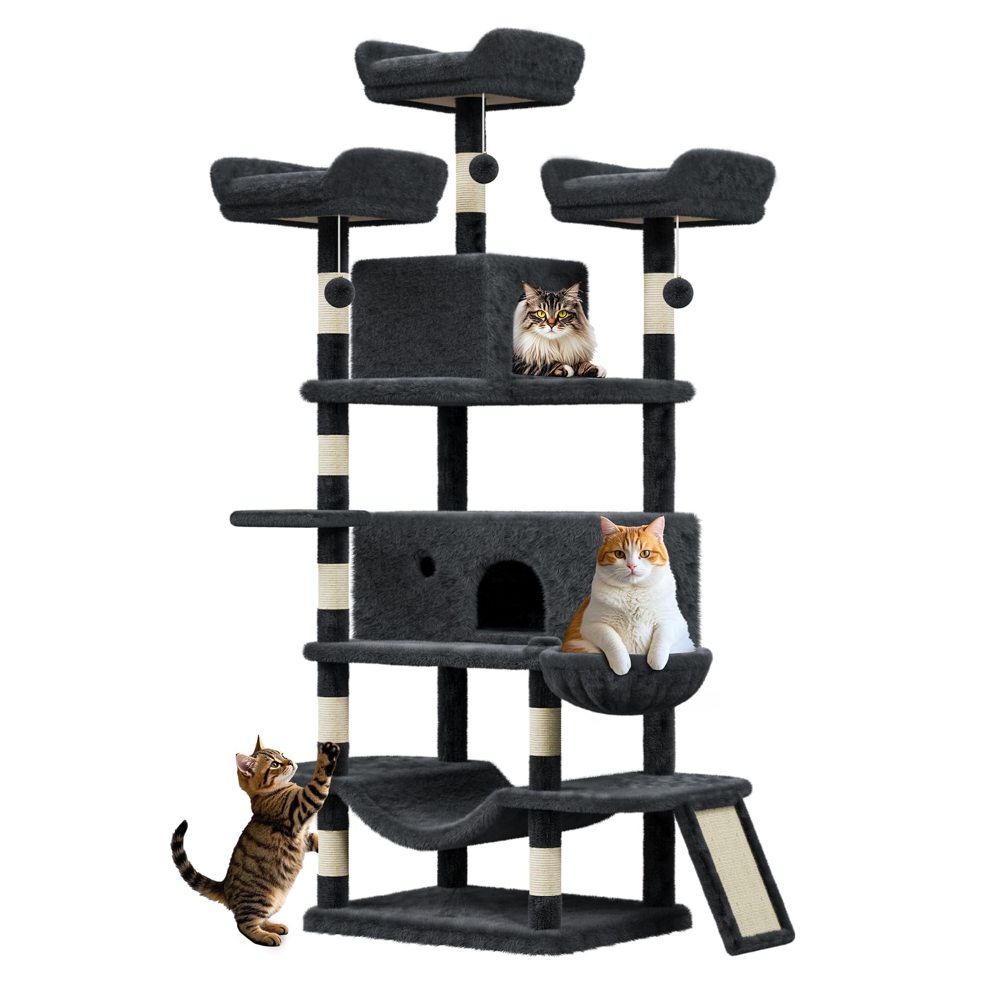 Kselythan 68 Inches Multi-Level Large Cat Tree for Large Kitties,Heavy ...