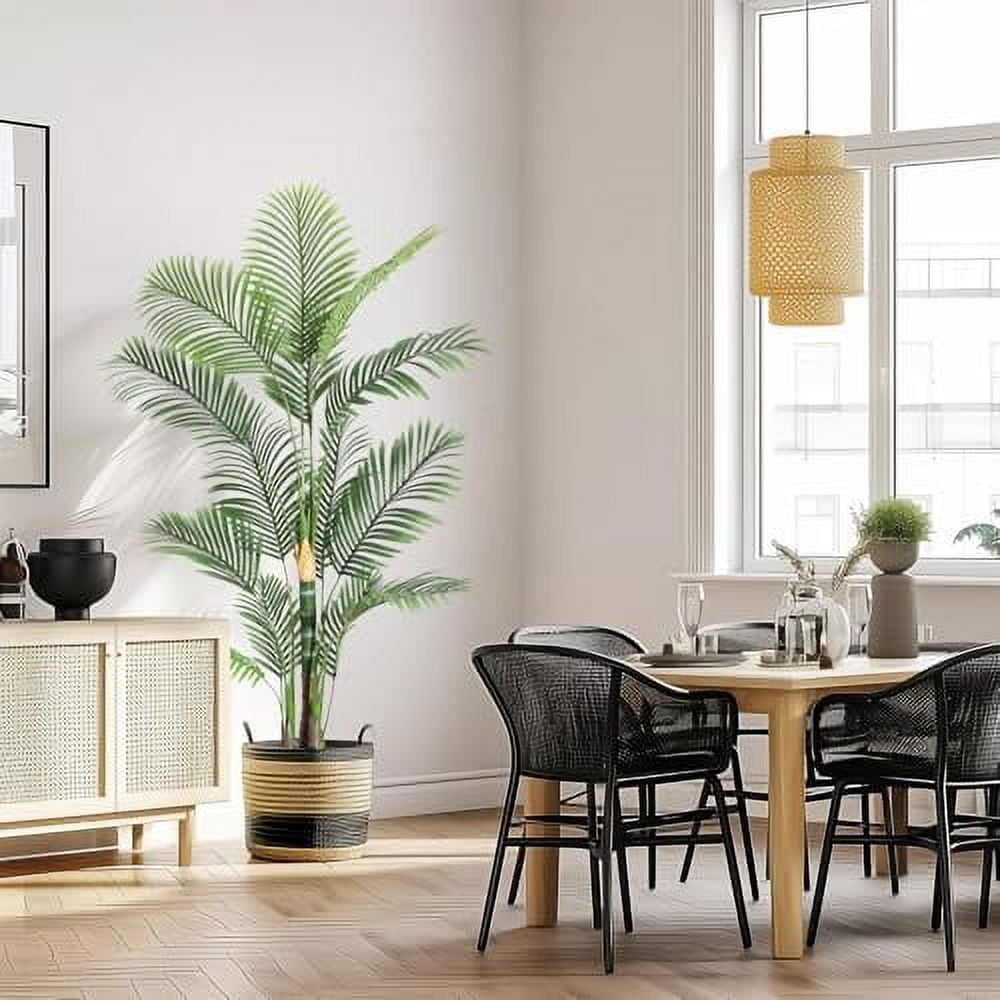 Kselythan 6FT Fake Tropical Palm Plant, Artificial Golden Cane Palm ...