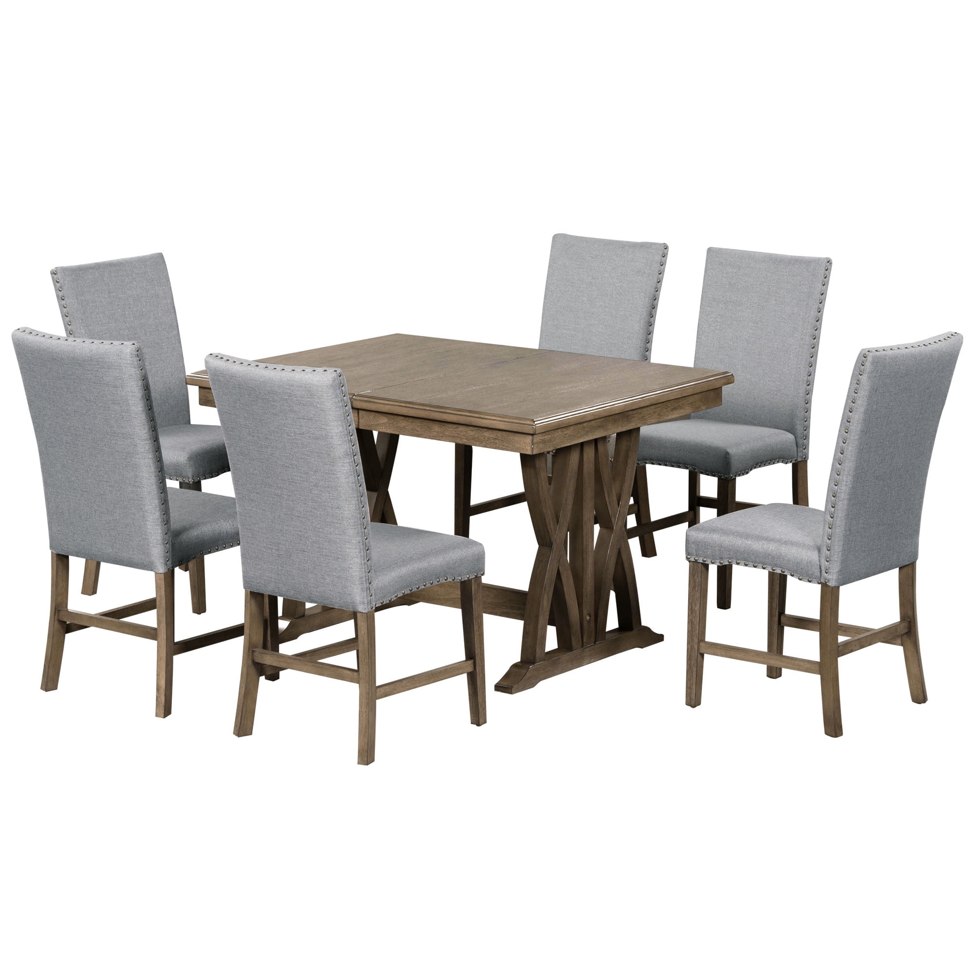 Kselythan 7 Piece Dining Table Set,12Inch Extendable Kitchen Table With ...