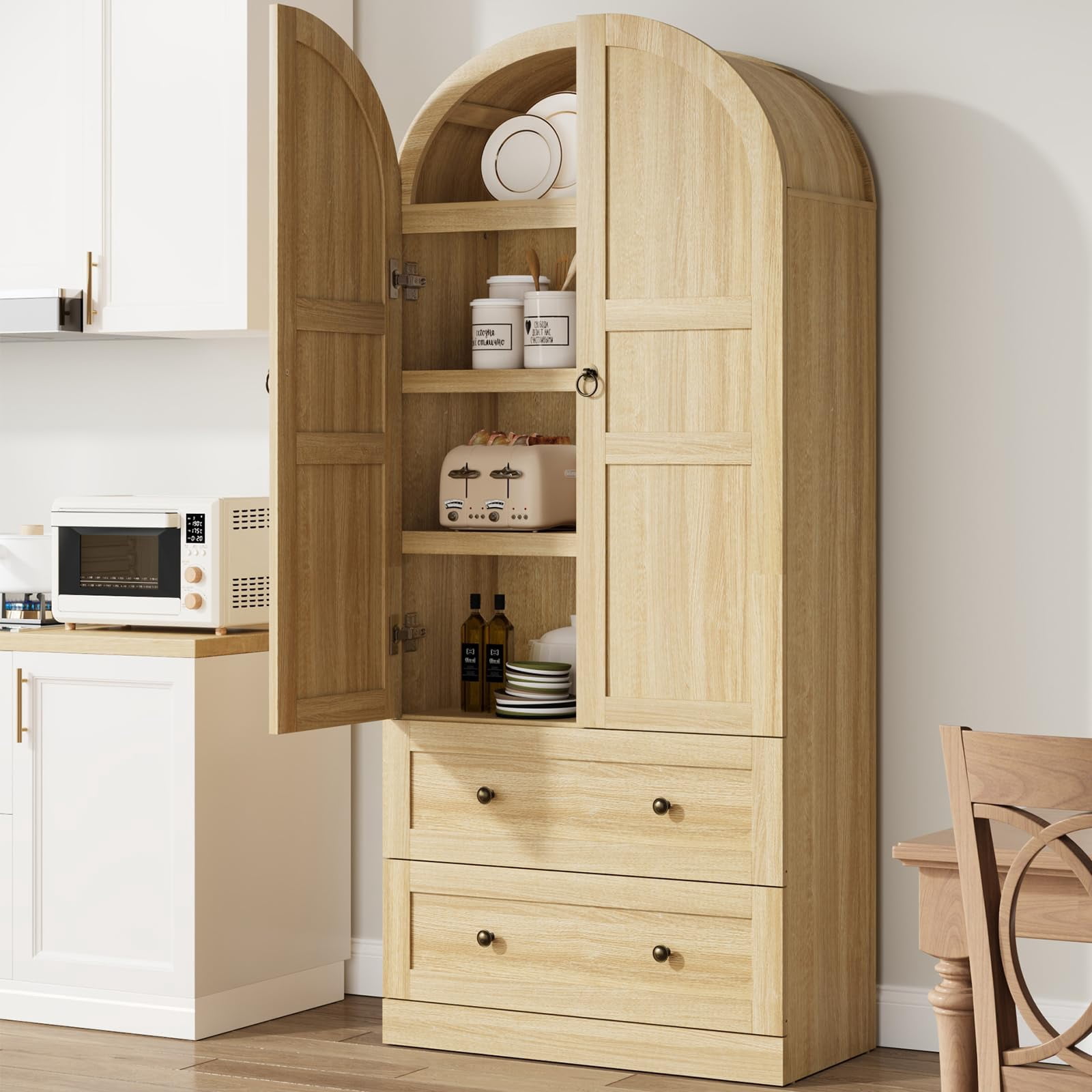 Kselythan Arched Cabinet,Arched Bookcase,Tall Arched Kitchen Pantry ...