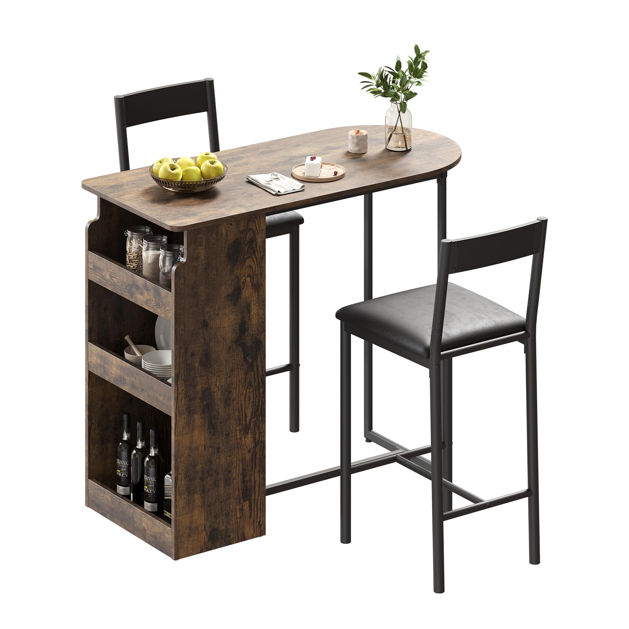 Kselythan Bar Table and Chairs Set for 2, Pub Table and Chairs Set, 3 ...