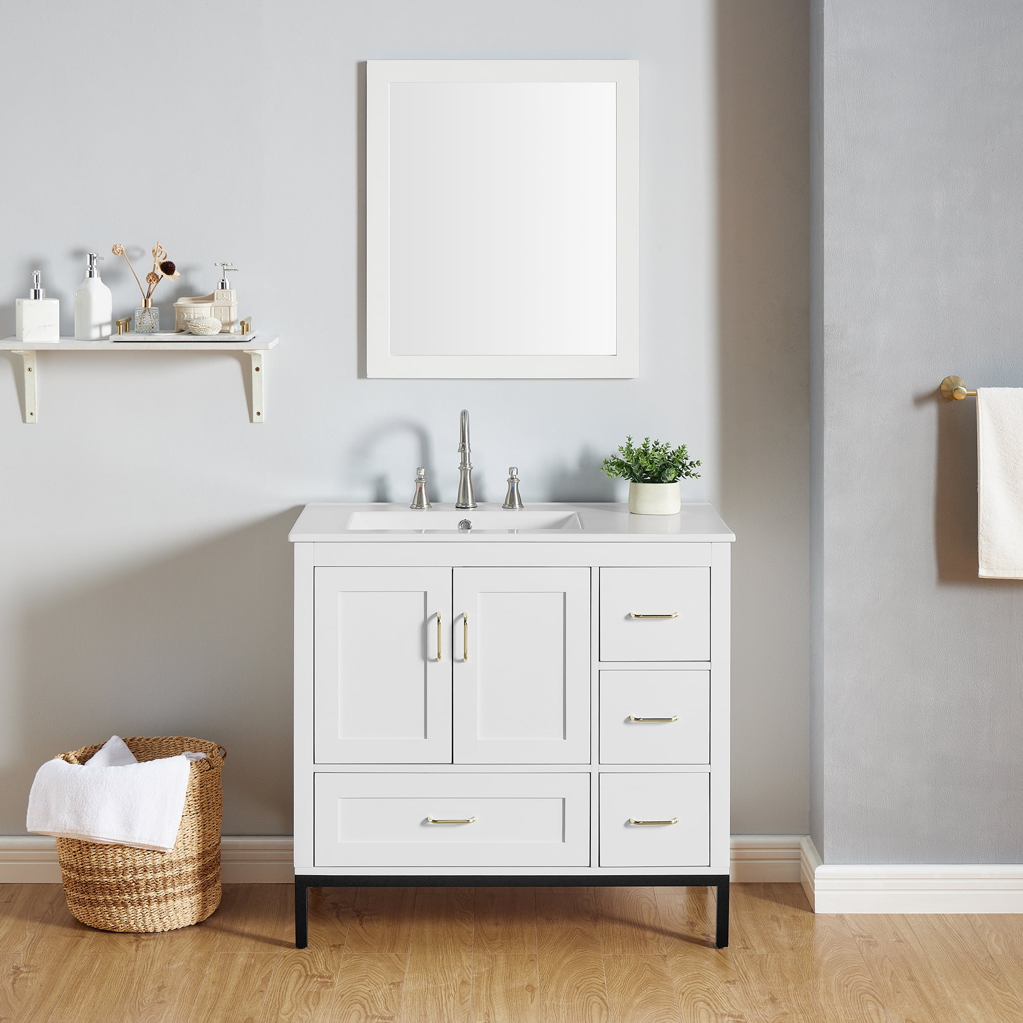 Kselythan Bathroom Vanity,Bathroom Vanity Cabinet,With 2 Soft Closing ...