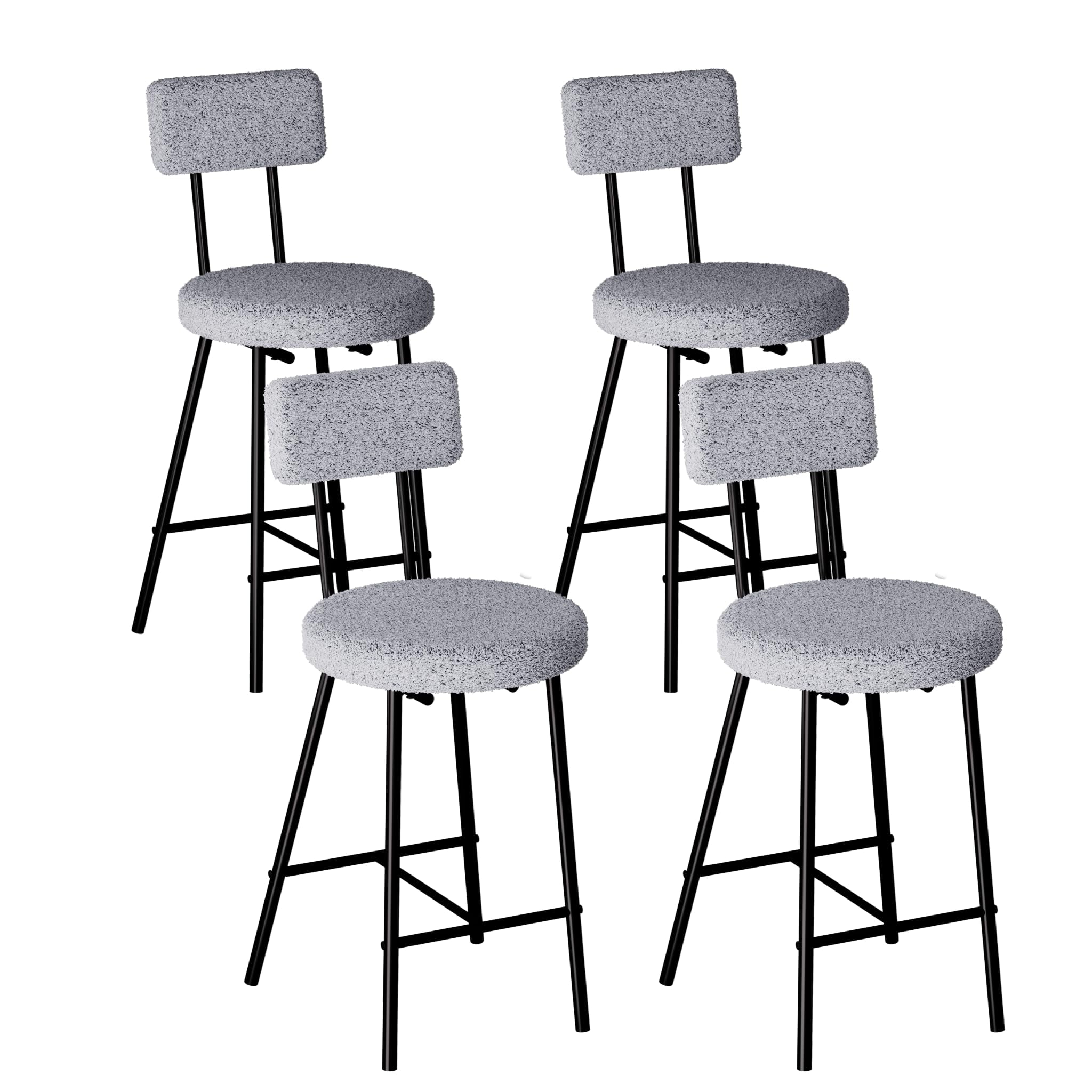 Kselythan Boucle Upholstered Bar Stool Set of 2,Modern Counter Height ...