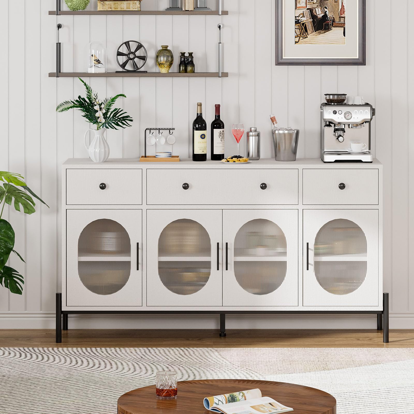 Kselythan Buffet Cabinet with Storage,62'' Large Sideboard Buffet ...