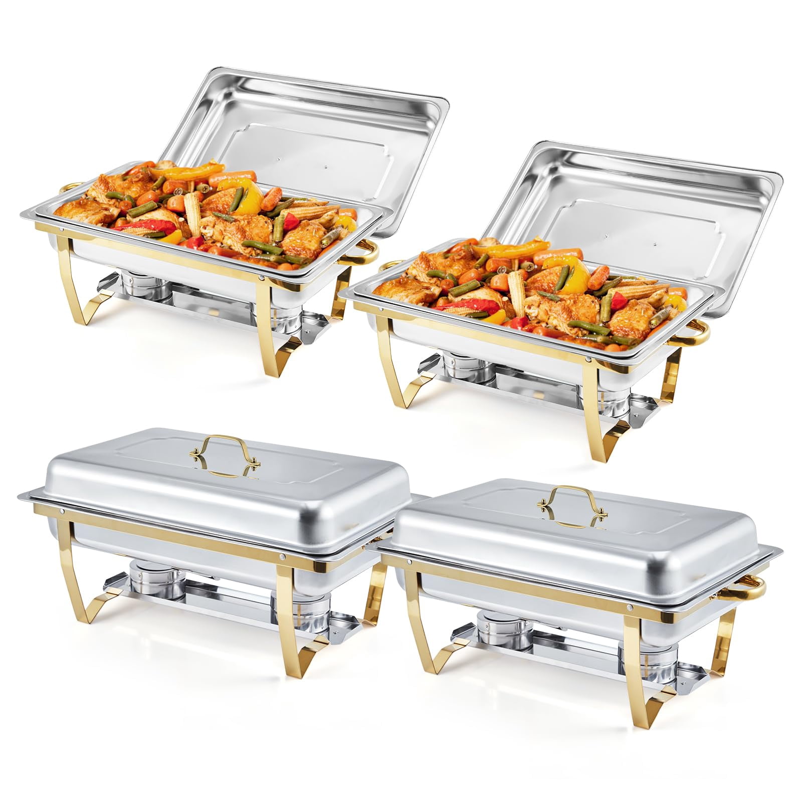 Kselythan Chafing Dish Buffet Set of 2,8QT Stainless Steel Rectangular ...