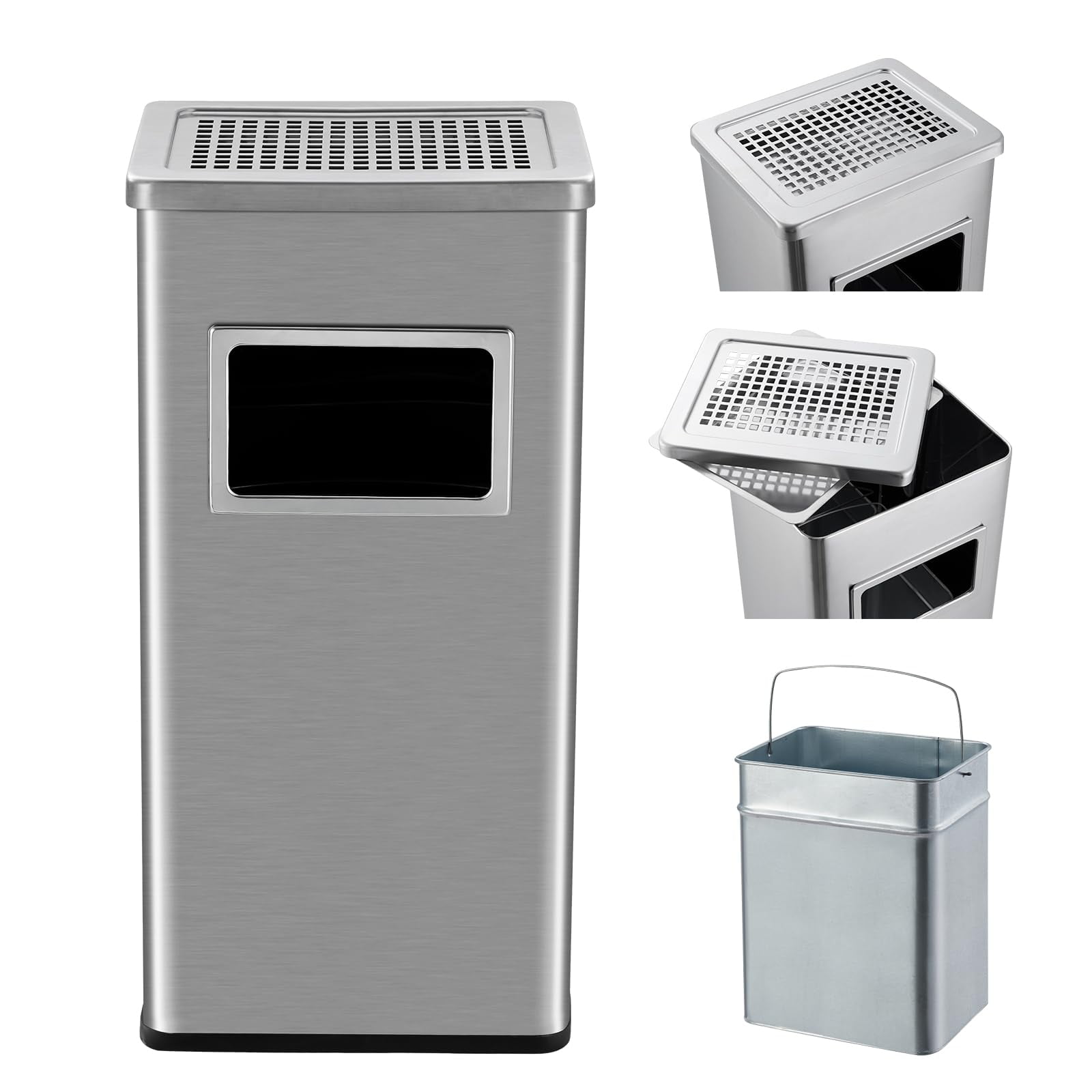 Kselythan Commercial Outdoor Trash Can with Removable Inner Bucket and ...