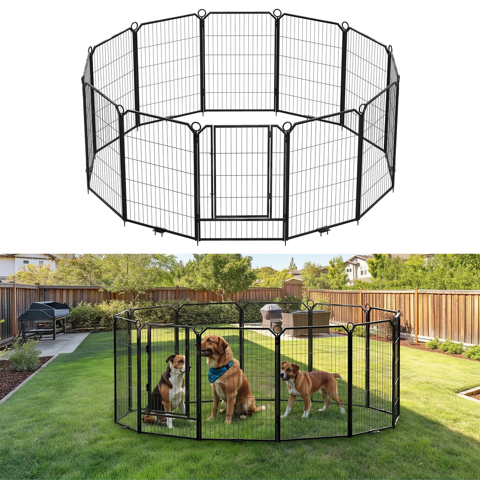 Kselythan Dog Playpen Outdoor,Metal Pet Fence,Folding Dog Fence With ...