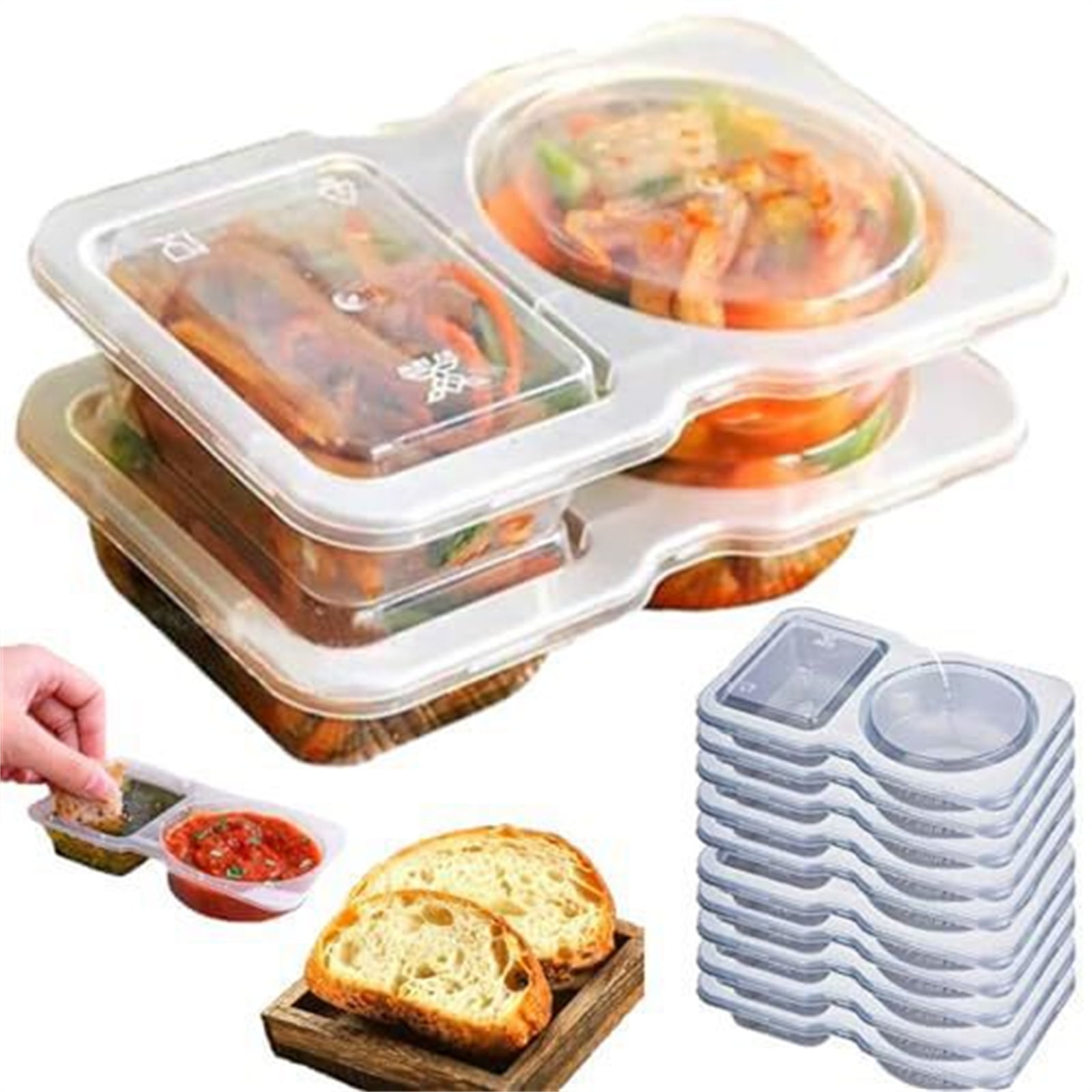 Kselythan Double Compartment Condiment Container 10pcs/20pcs, Divided ...