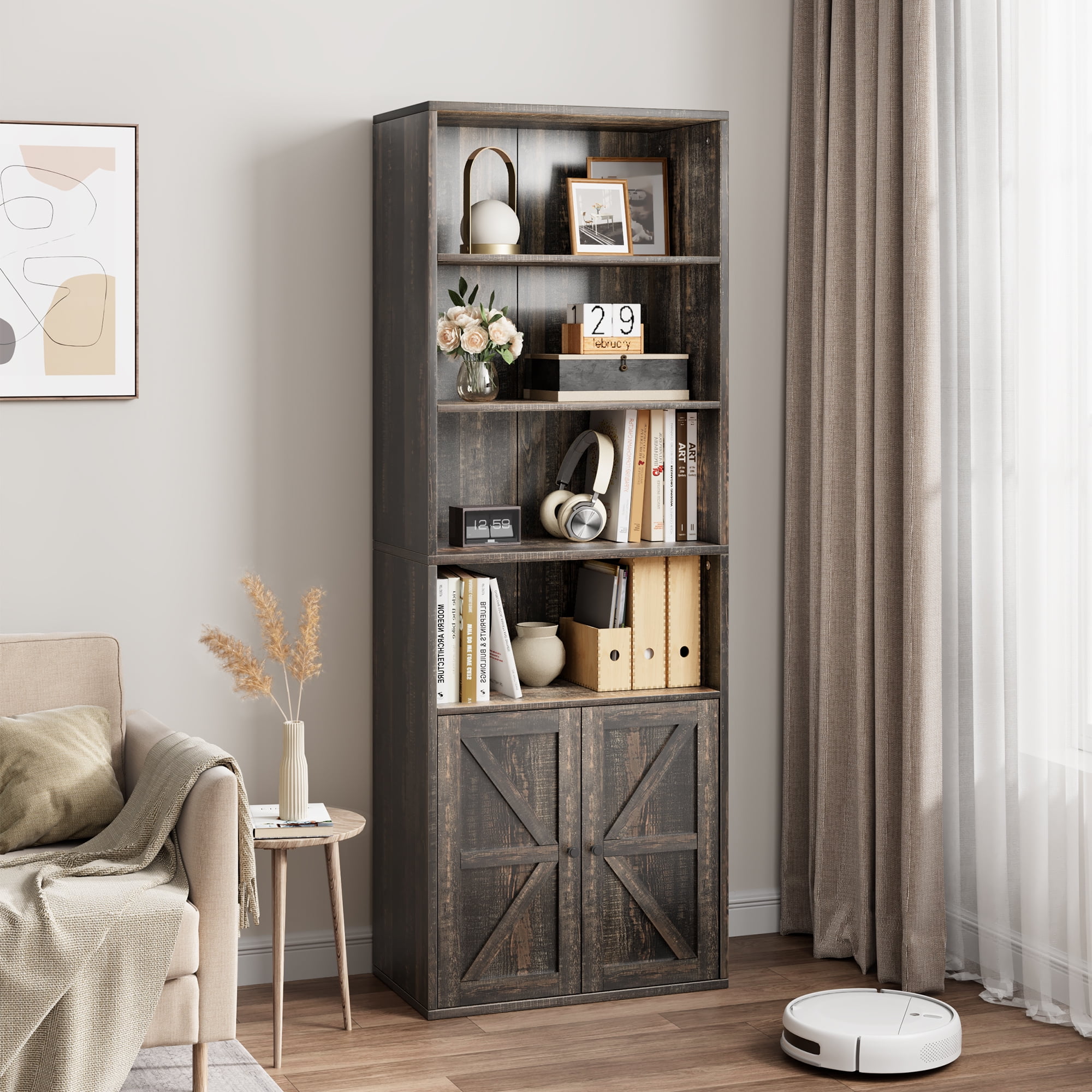 Kselythan Farmhouse Bookshelf, Industrial Bookshelves and Bookcases ...