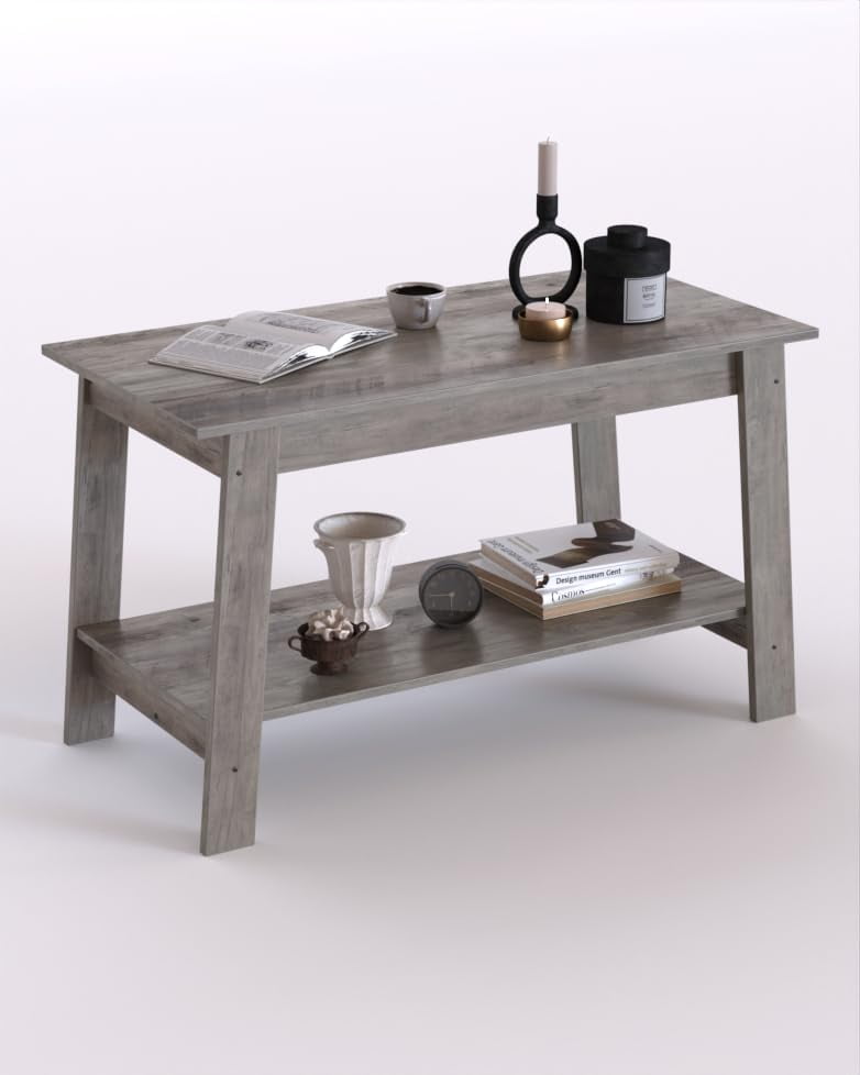 Kselythan Farmhouse Coffee Table, 2- Layers Accent Side Table ...