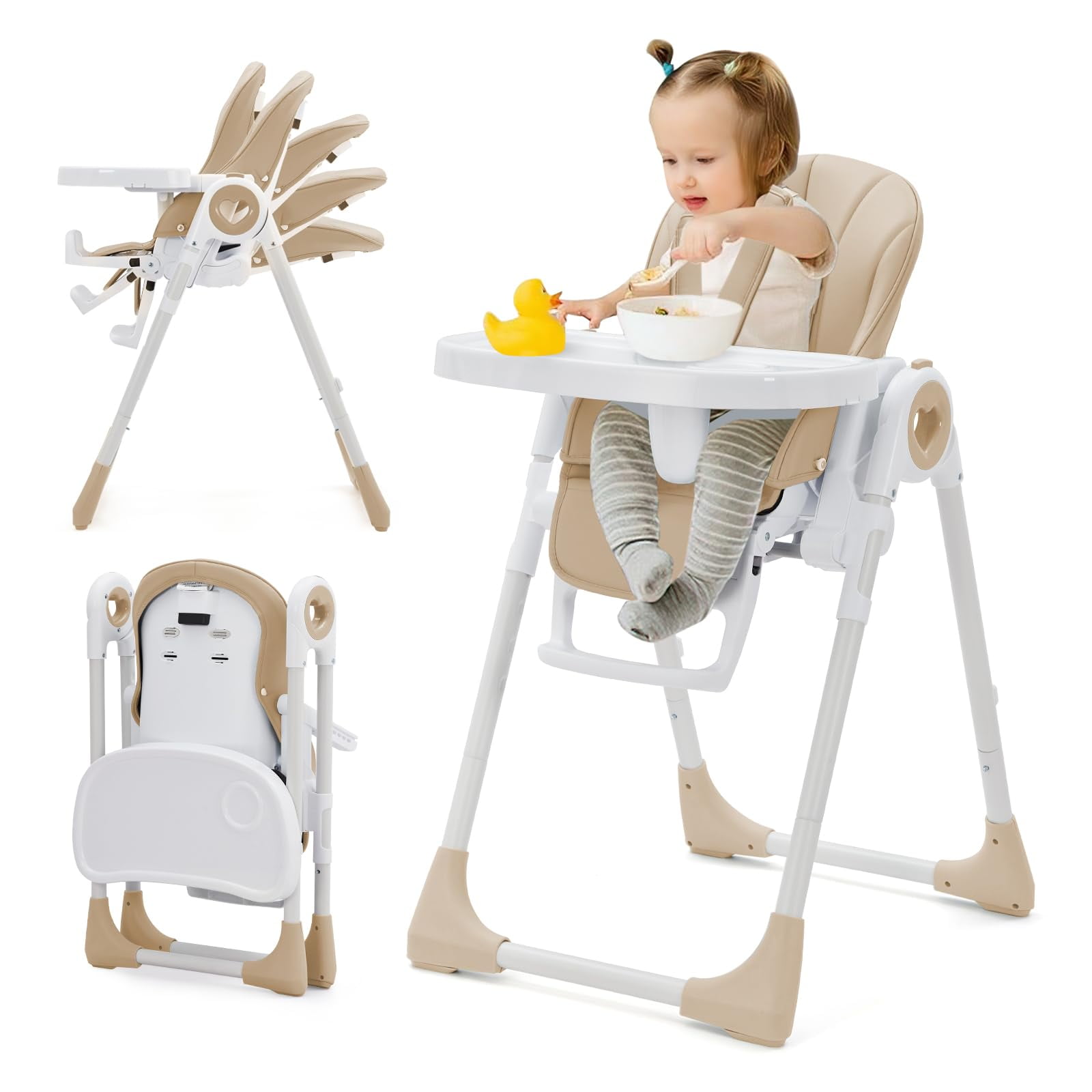Kselythan Foldable High Chairs with 7 Height and 5 Recline Adjustable ...
