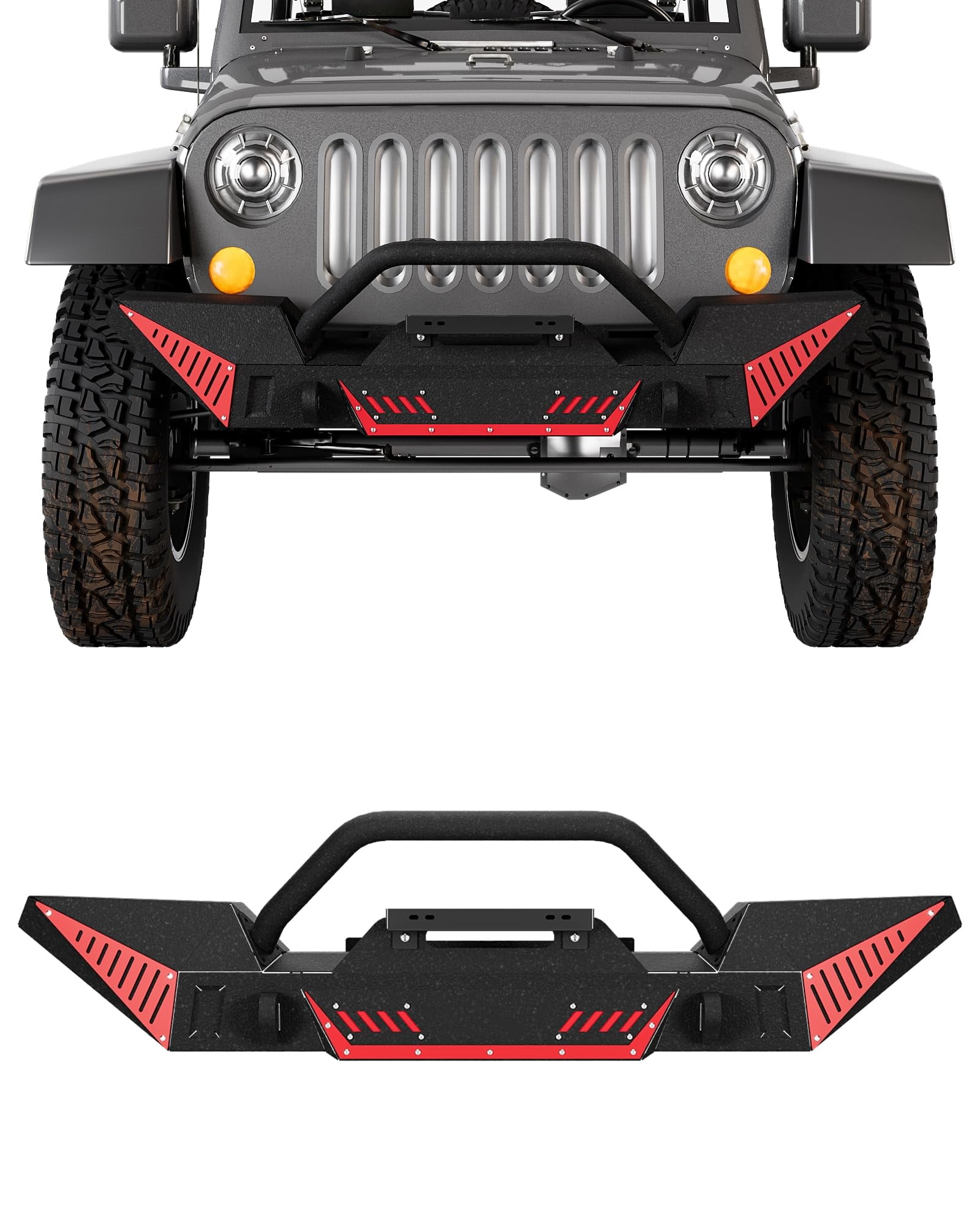 Kselythan Front Bumper/ Rear Bumper Compatible with 2007-2018 Wrangler ...