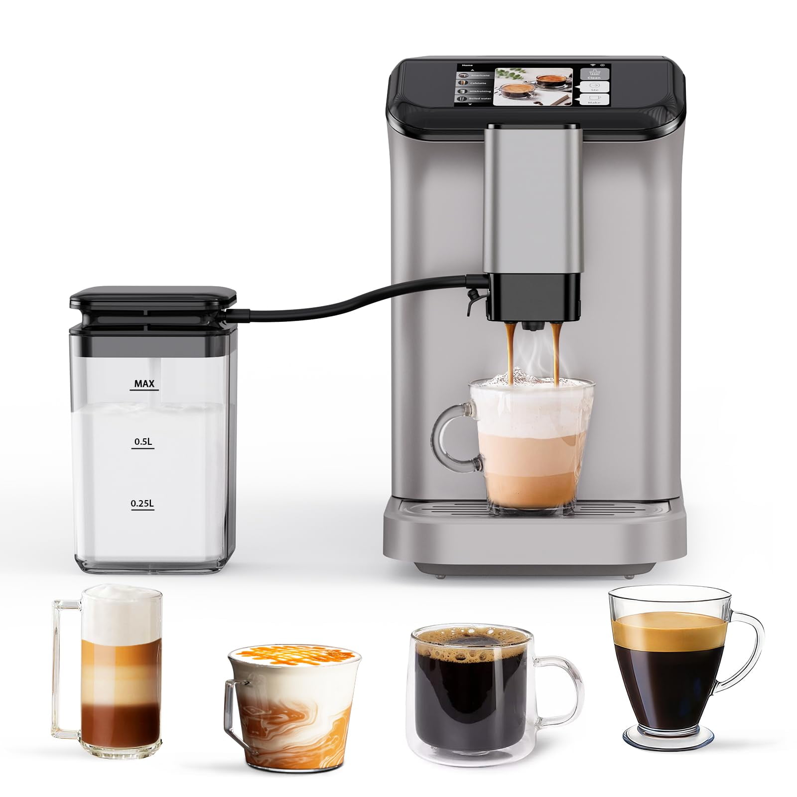 Kselythan Fully Automatic Espresso Coffee Machine with Milk Tank,20 Bar ...